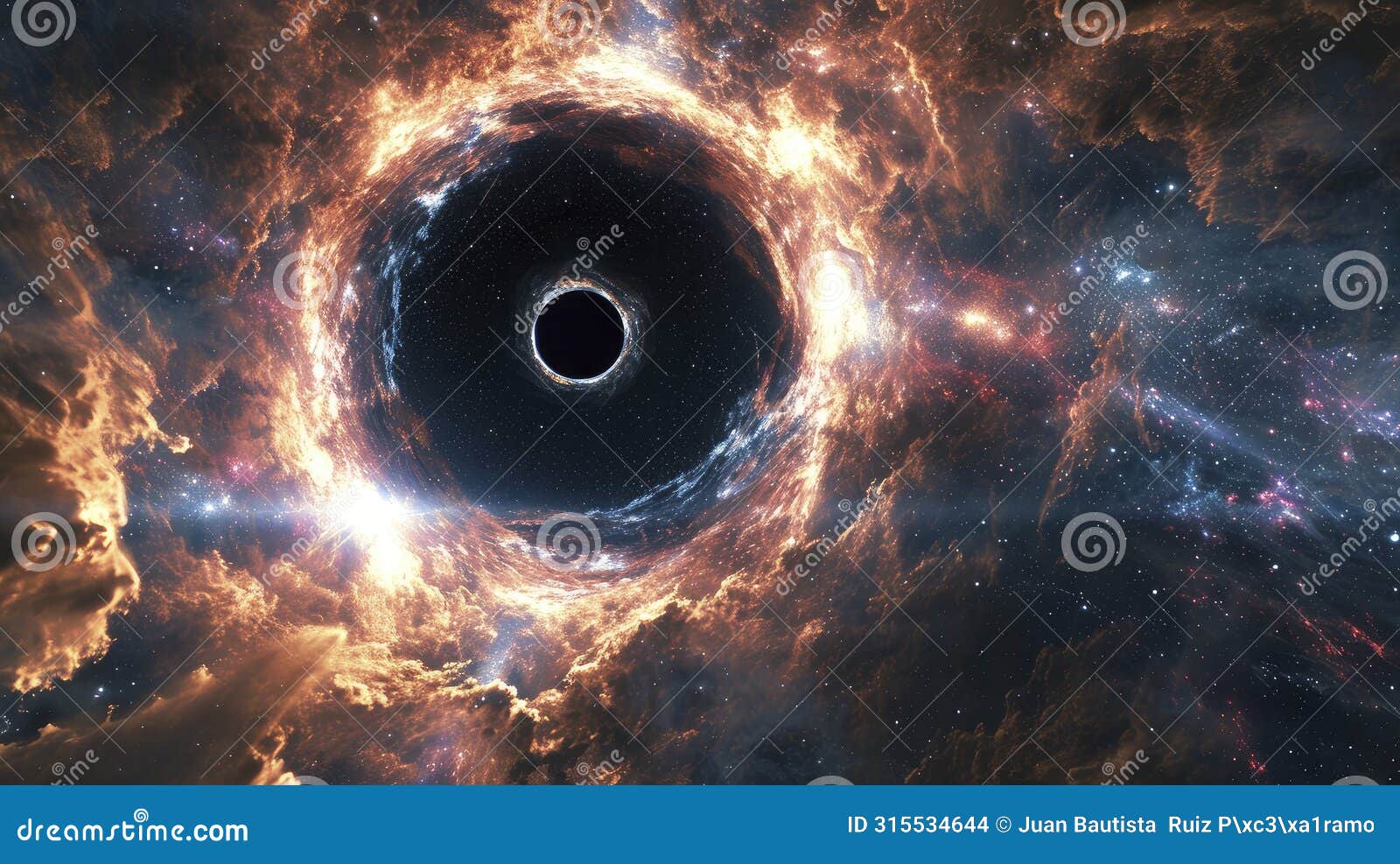 Black Hole Devouring Cosmic Material in Space. Stock Photo - Image of ...
