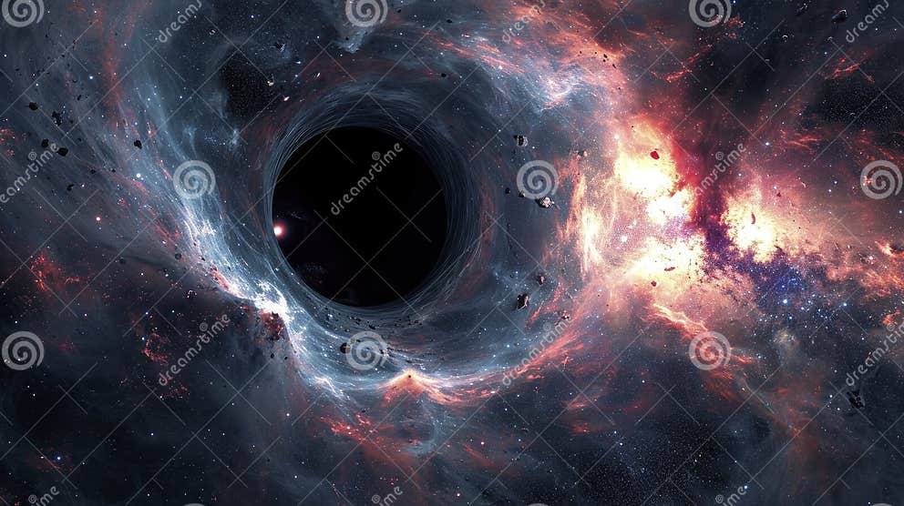 Black Hole Devouring Cosmic Material in Space. Stock Photo - Image of ...