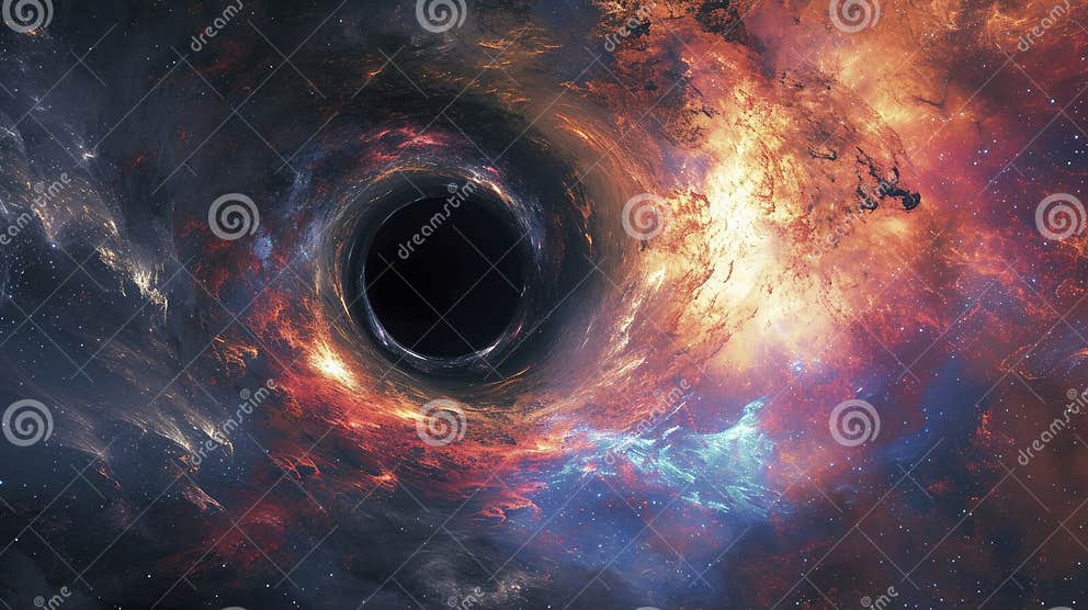 Black Hole Devouring Cosmic Material in Space. Stock Photo - Image of ...