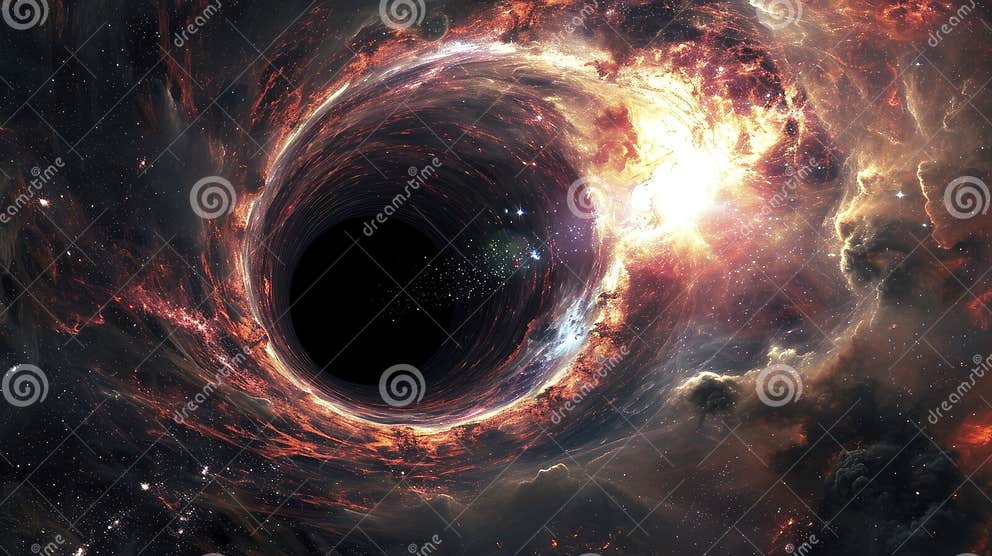 Black Hole Devouring Cosmic Material in Space. Stock Image - Image of ...