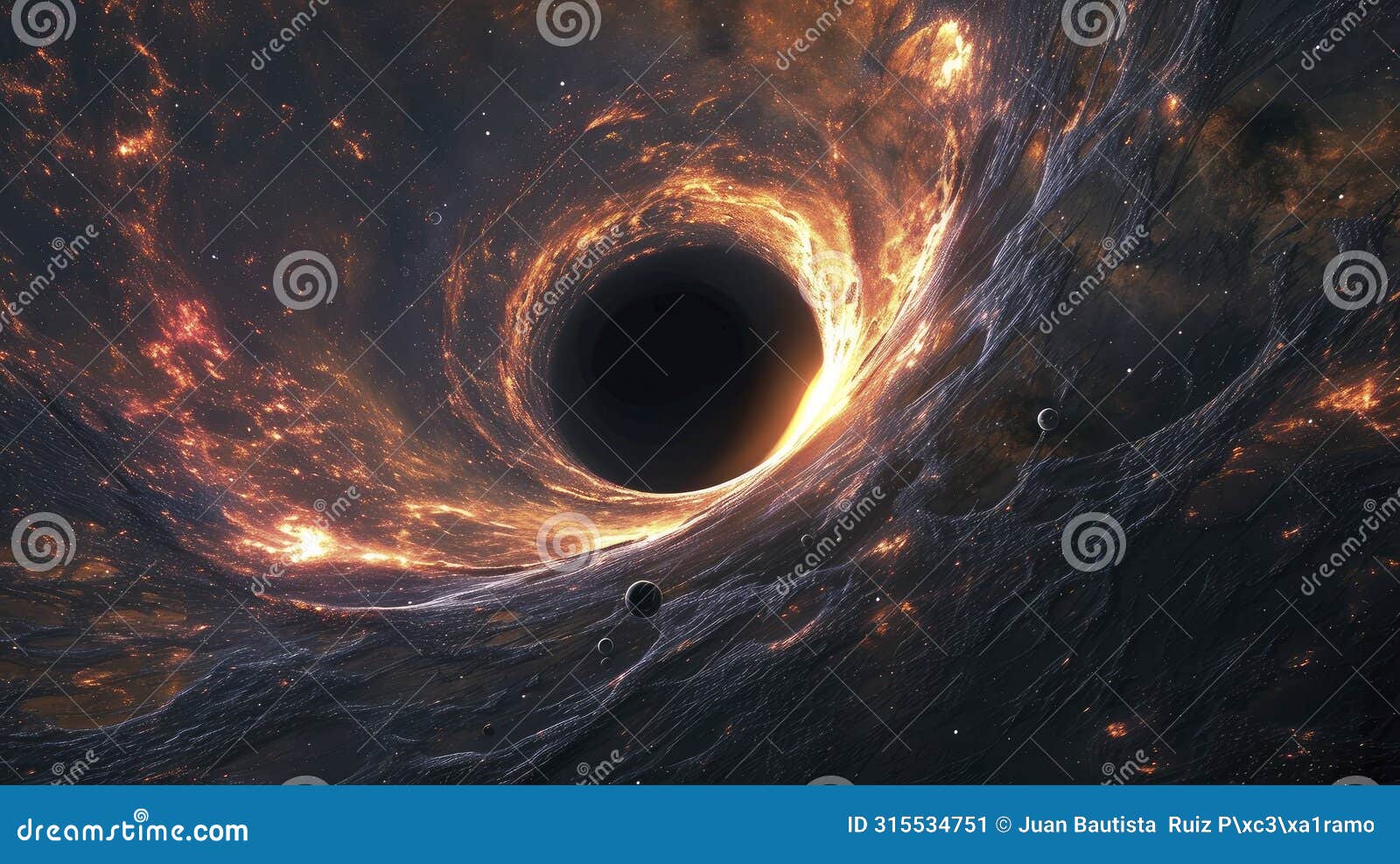 Black Hole Devouring Cosmic Material in Space. Stock Image - Image of ...