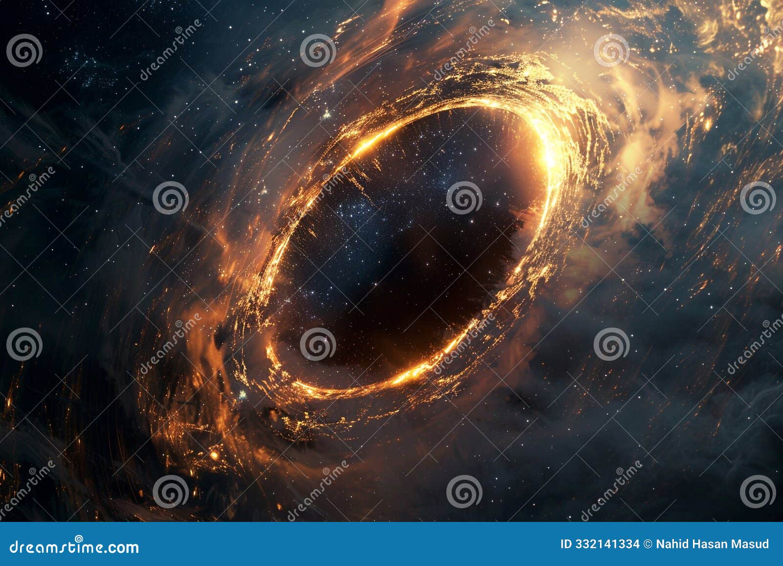 A Black Hole Devouring a Star Bending Light and Time Stock Illustration ...