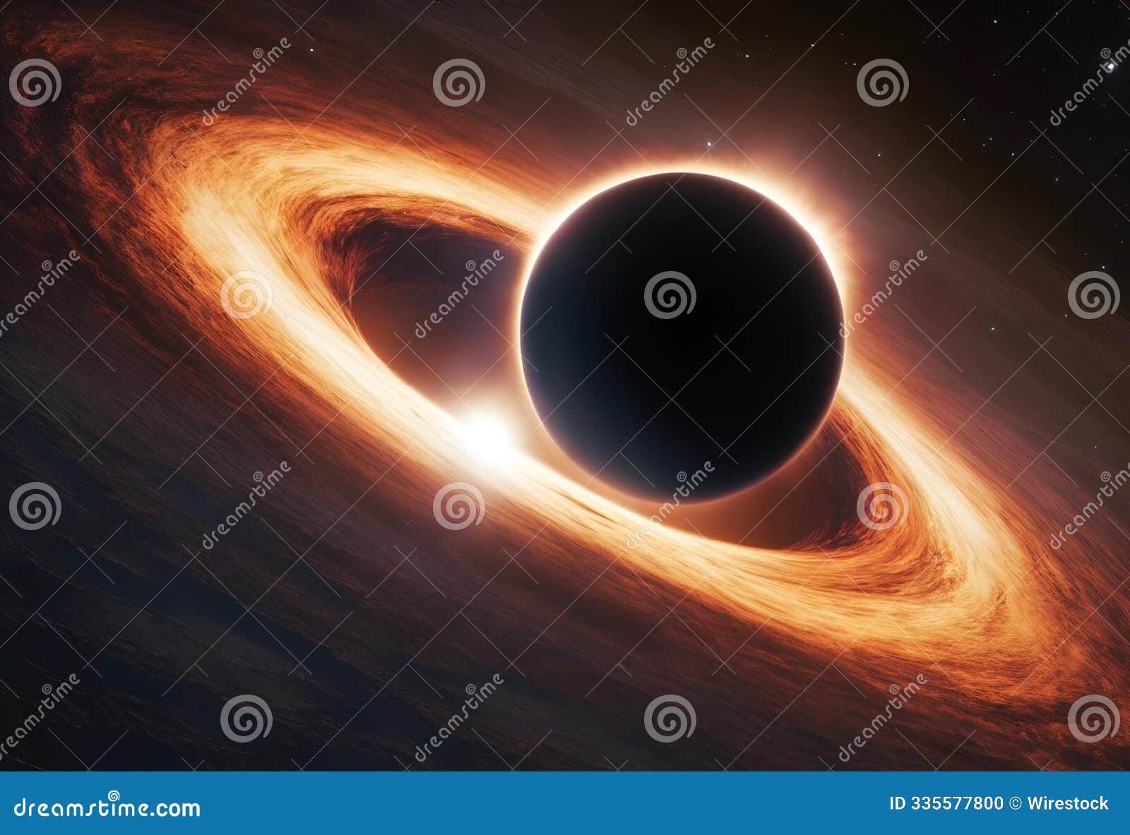 Black Hole with Glowing Accretion Disk in Space. Stock Illustration ...