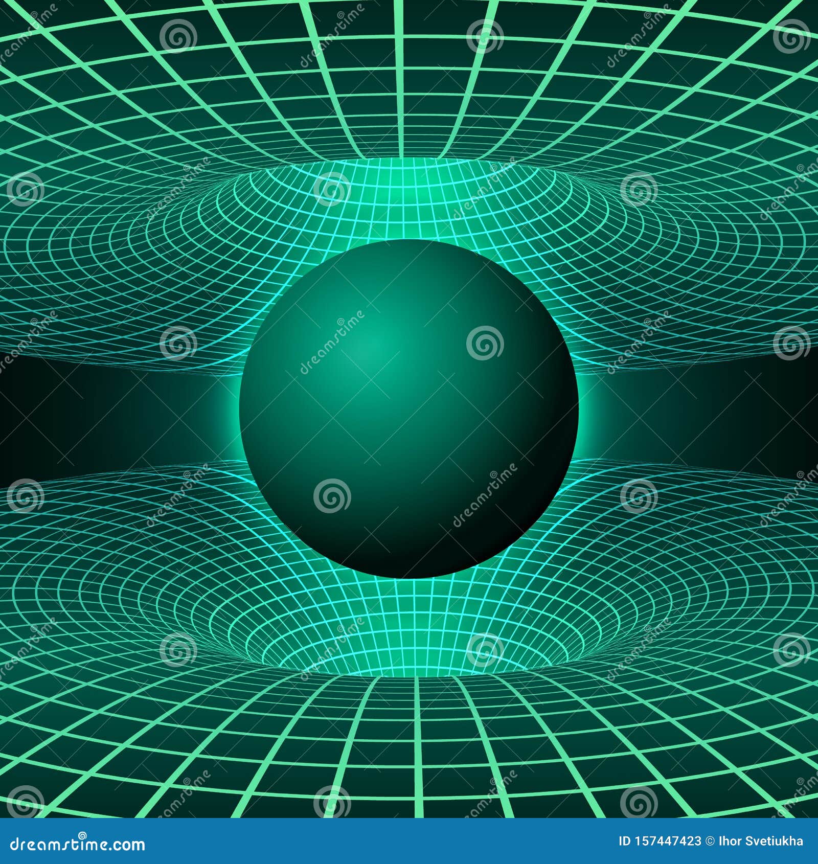 Black Hole. Illustration Of Deformation Time And Space In Green Colors ...