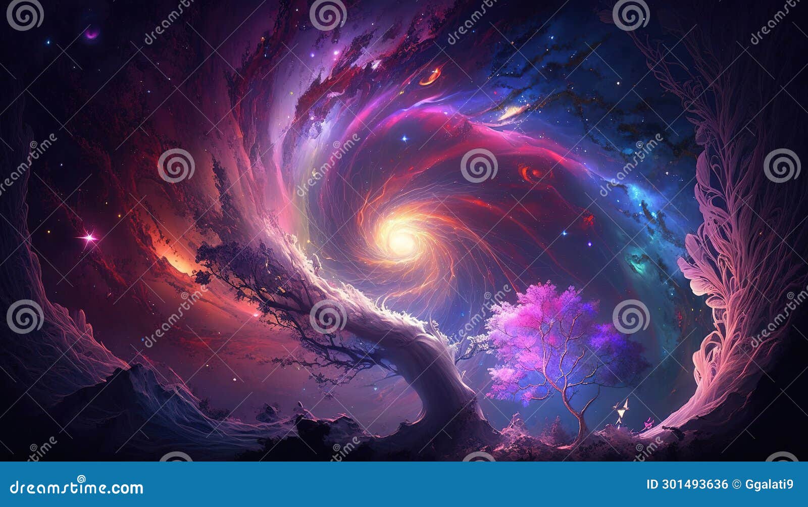 A Black Hole Illustration Eating the Galaxy, Epic Scifi Artwork ...