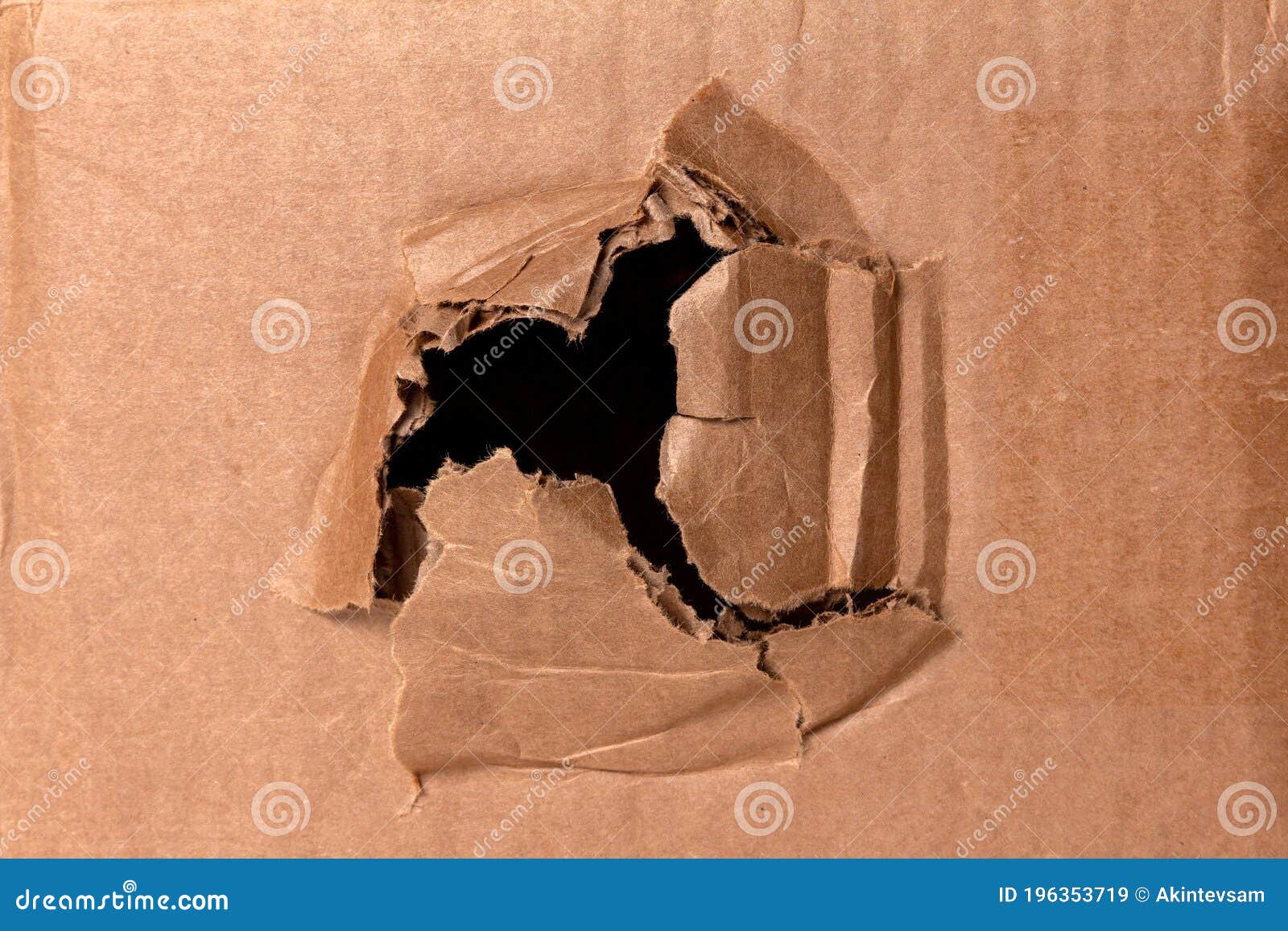 Hole in cardboard stock image. Image of danger, carton - 196353719