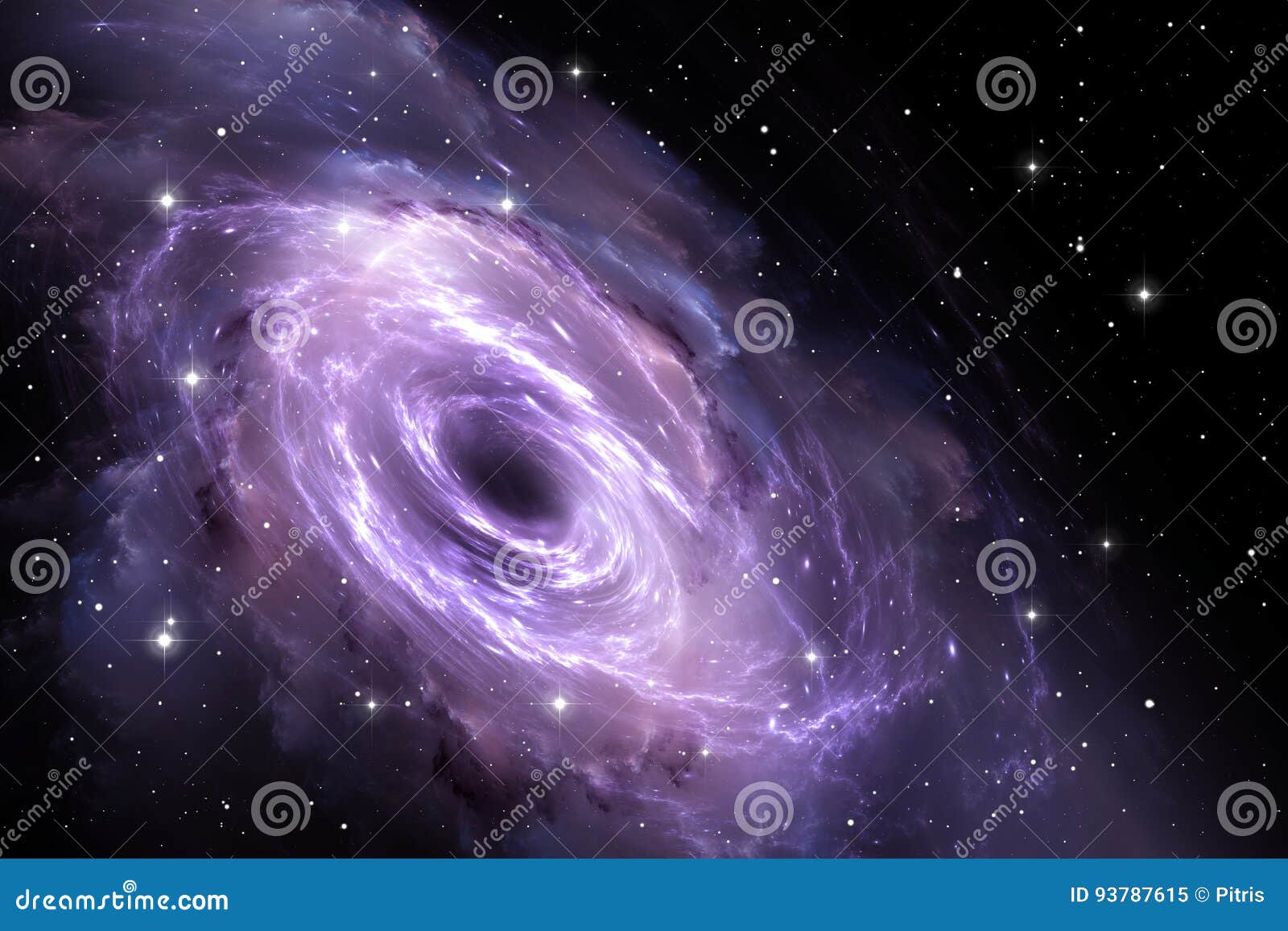Black Hole Labeled Vector Illustration. Cosmos With Accretion ...