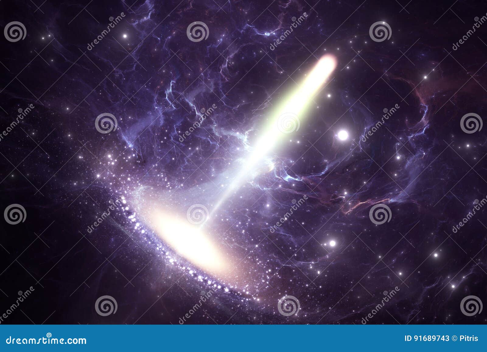 Black Hole is Shooting Particle Jets Stock Illustration - Illustration ...