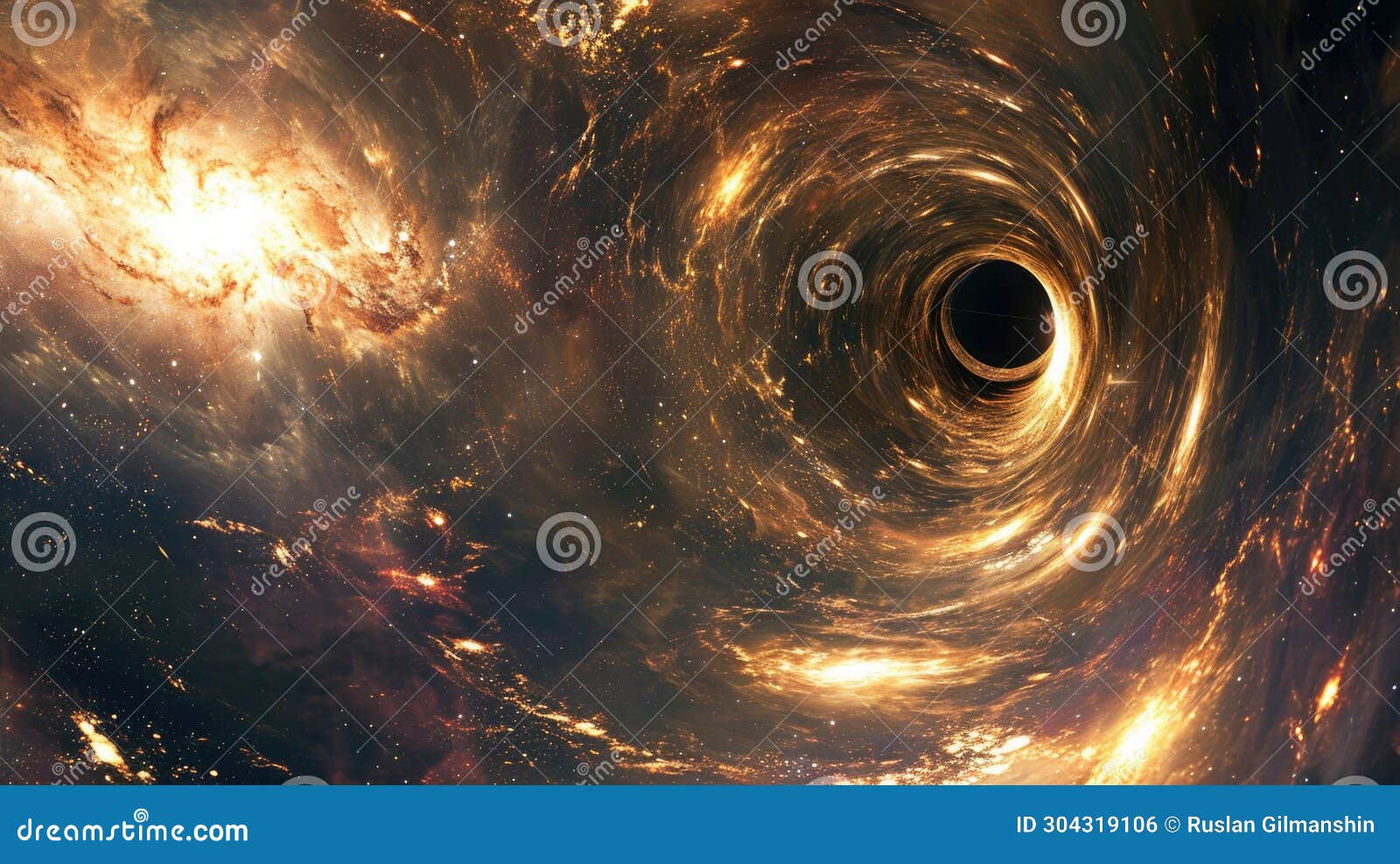Black Hole Slowly Rotating in Space. the Event Horizon of Black Hole ...