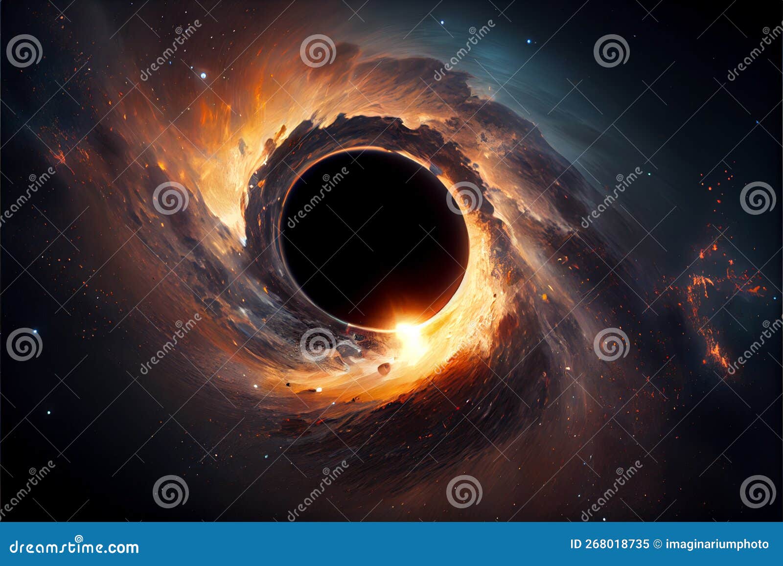 Black Hole, Stars and Cloud Fields in Outer Space. Planetary Nebula ...