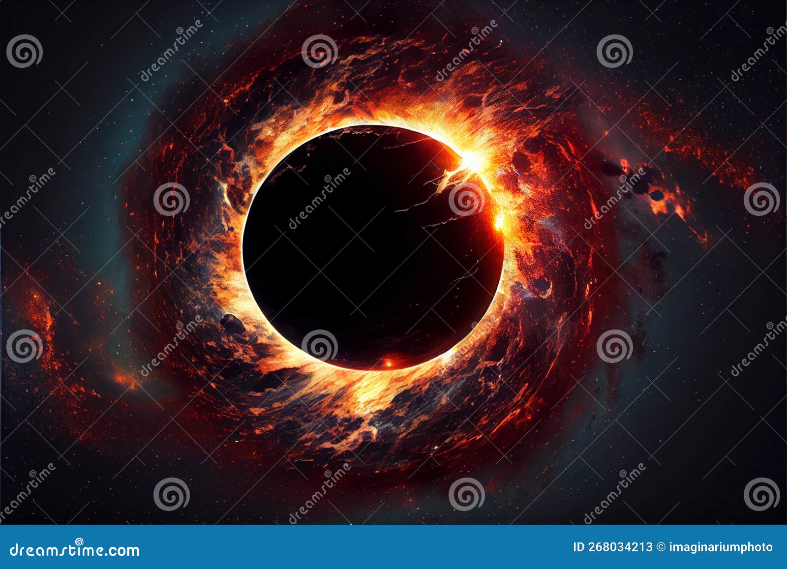 Black Hole, Stars and Cloud Fields in Outer Space. Planetary Nebula ...