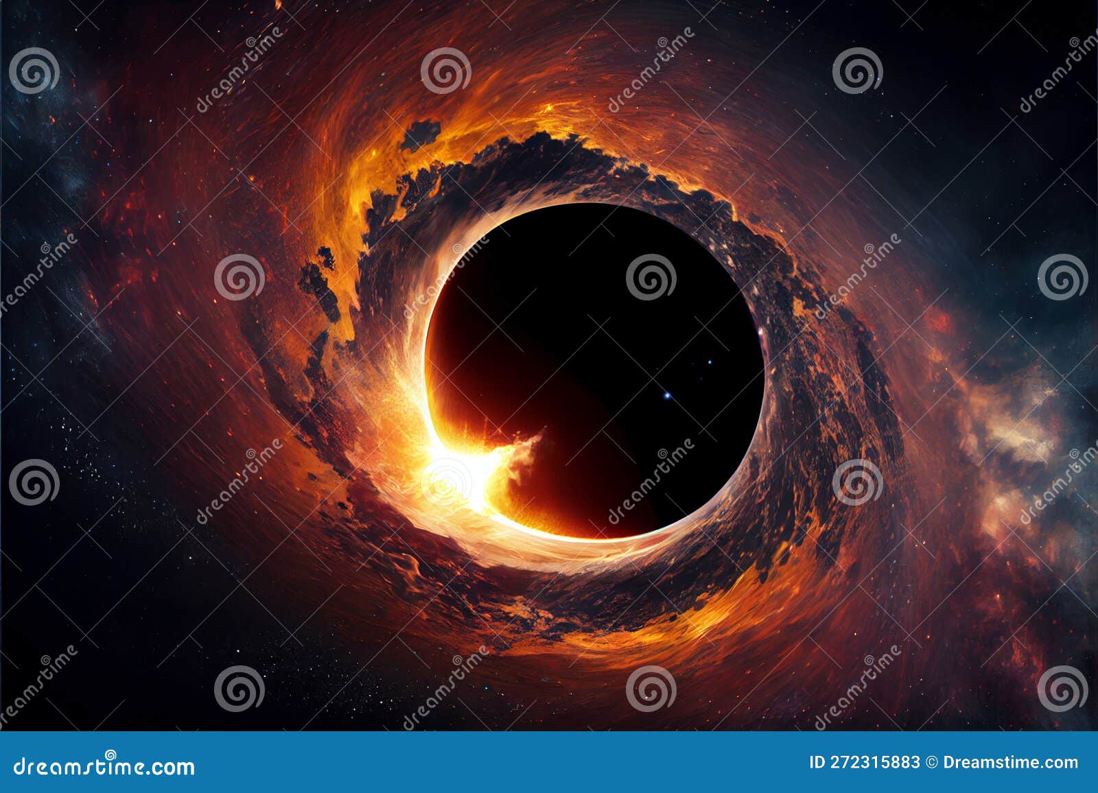 Black Hole, Stars and Cloud Fields in Outer Space. Planetary Nebula ...