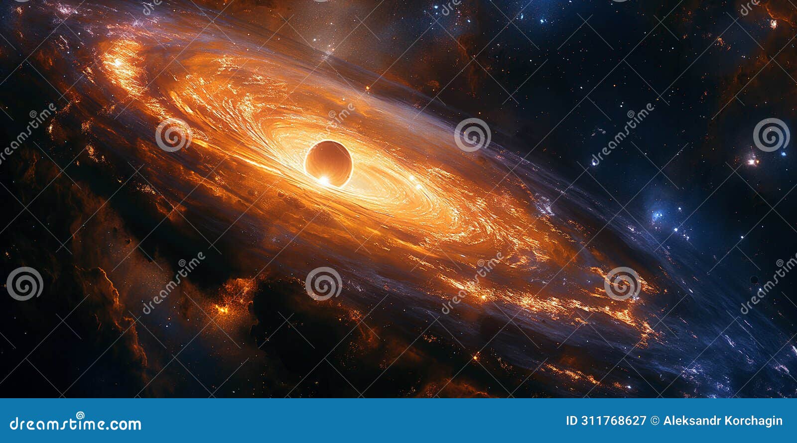 Black Hole, Supernova, Wormhole with Planets in Galaxy in Space Stock ...