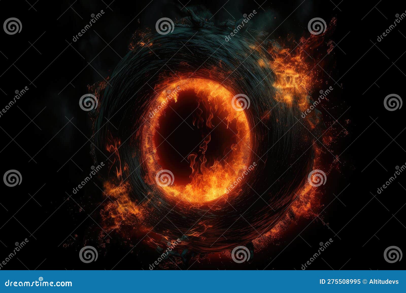 Black Hole, Surrounded by Burning Flames and Fire, Creating Stunning ...