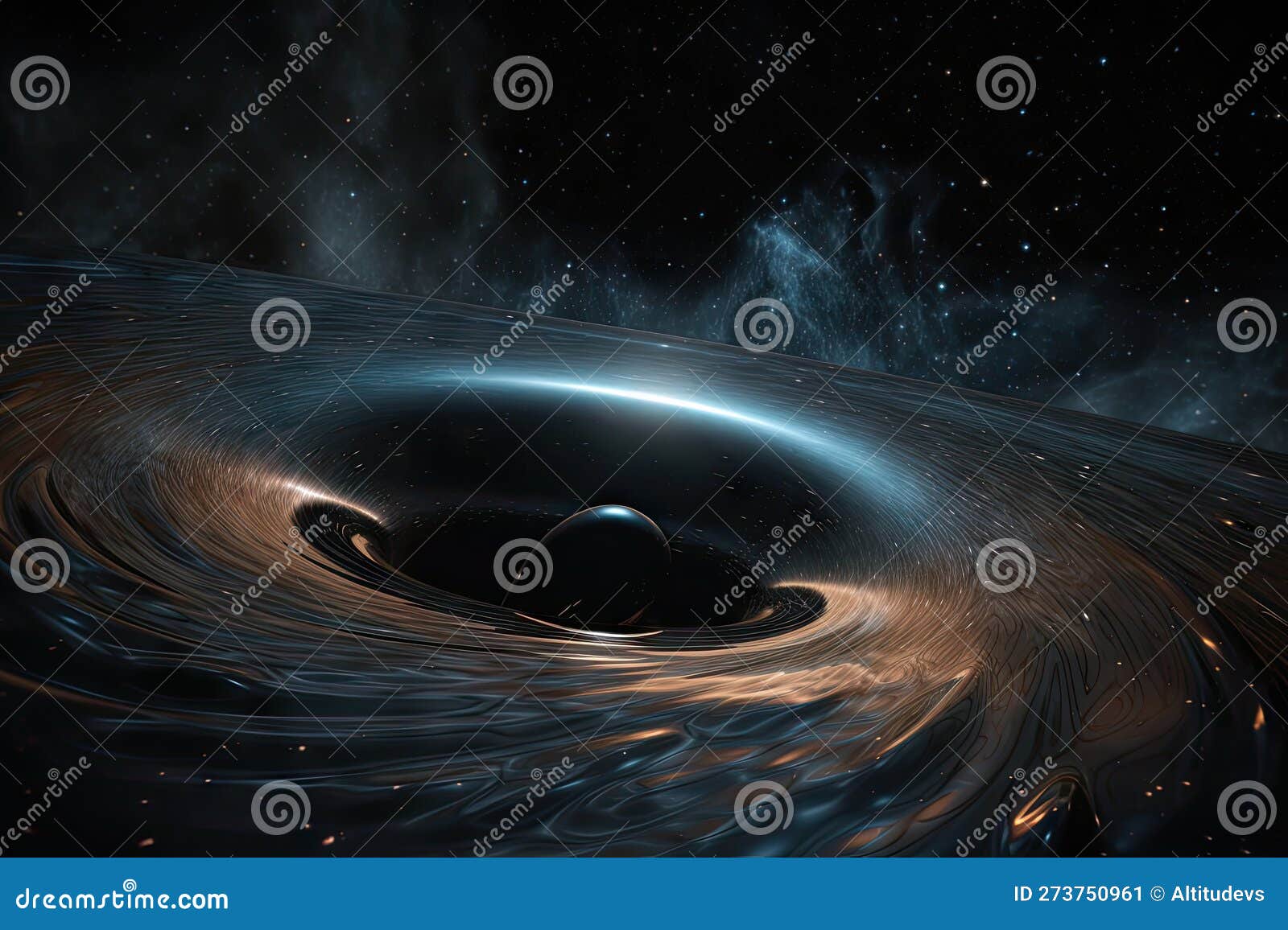 Black Hole Surrounded by Swirling Accretion Disk, with Matter Being Pulled into the ...