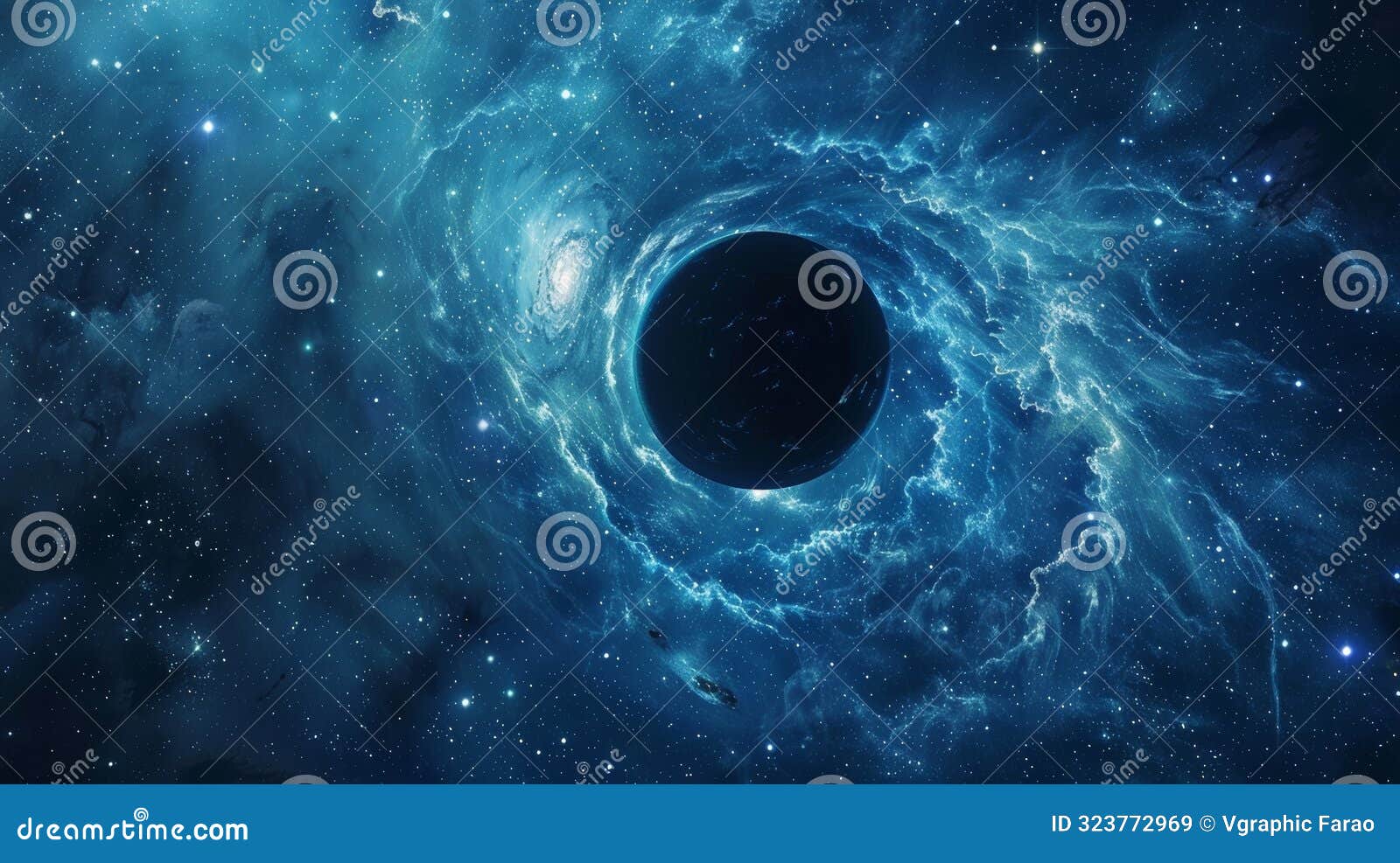Black Hole Surrounded by Swirling Nebula, Deep Space View. Astrophysics ...