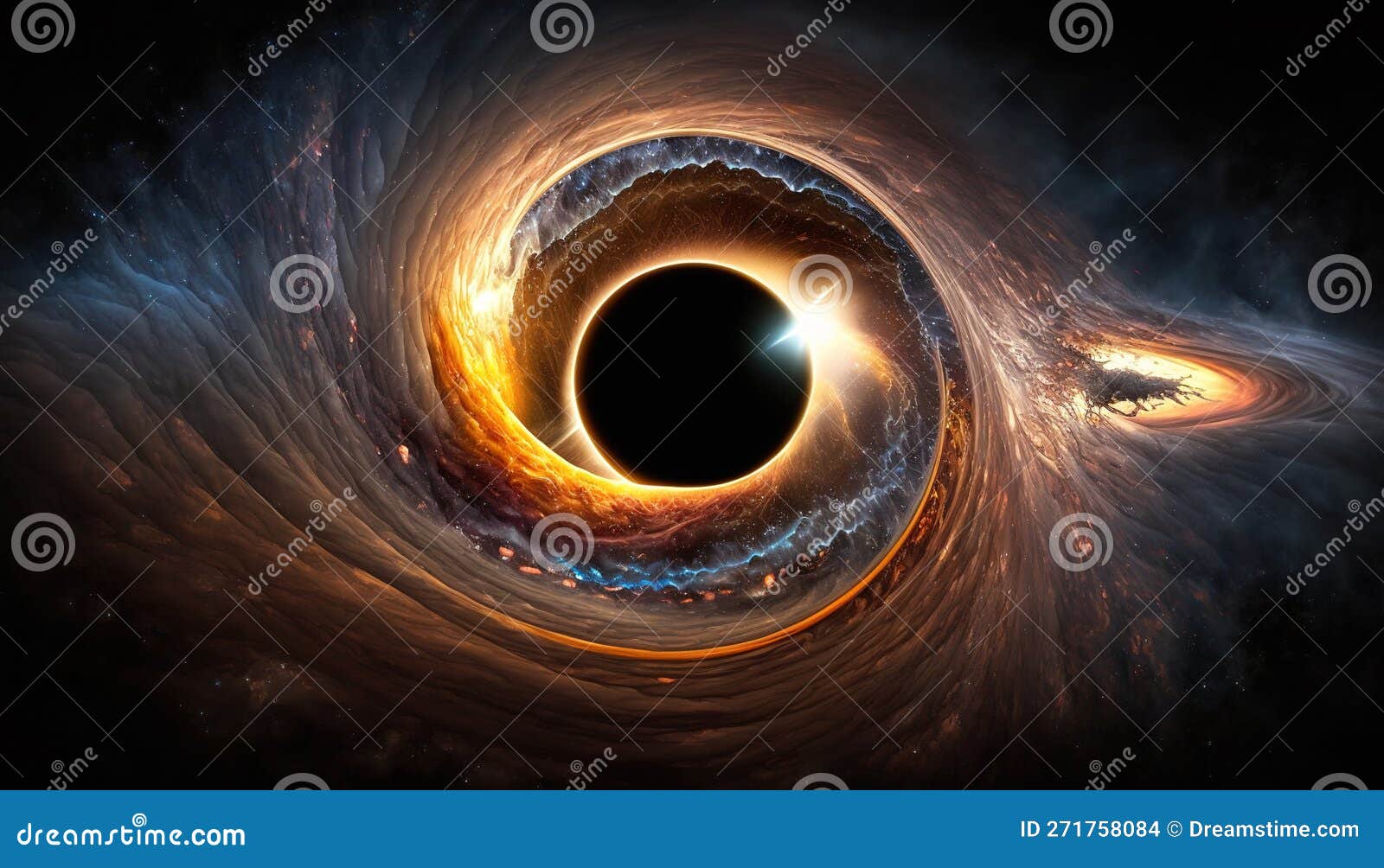 Black Hole in Universe, Wormhole and Galaxy in Outer Space, Generative ...