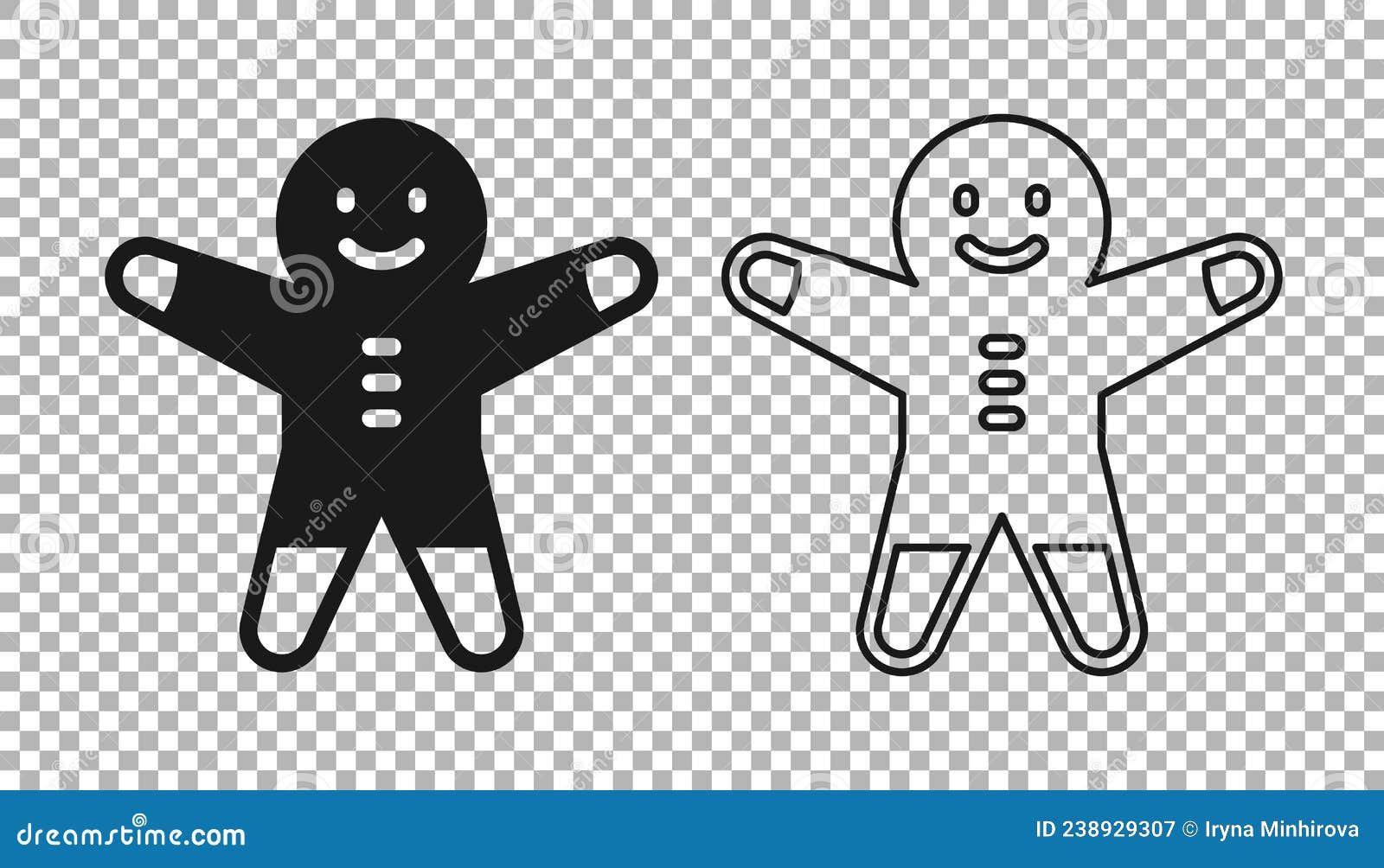 Black Holiday Gingerbread Man Cookie Icon Isolated on Transparent ...