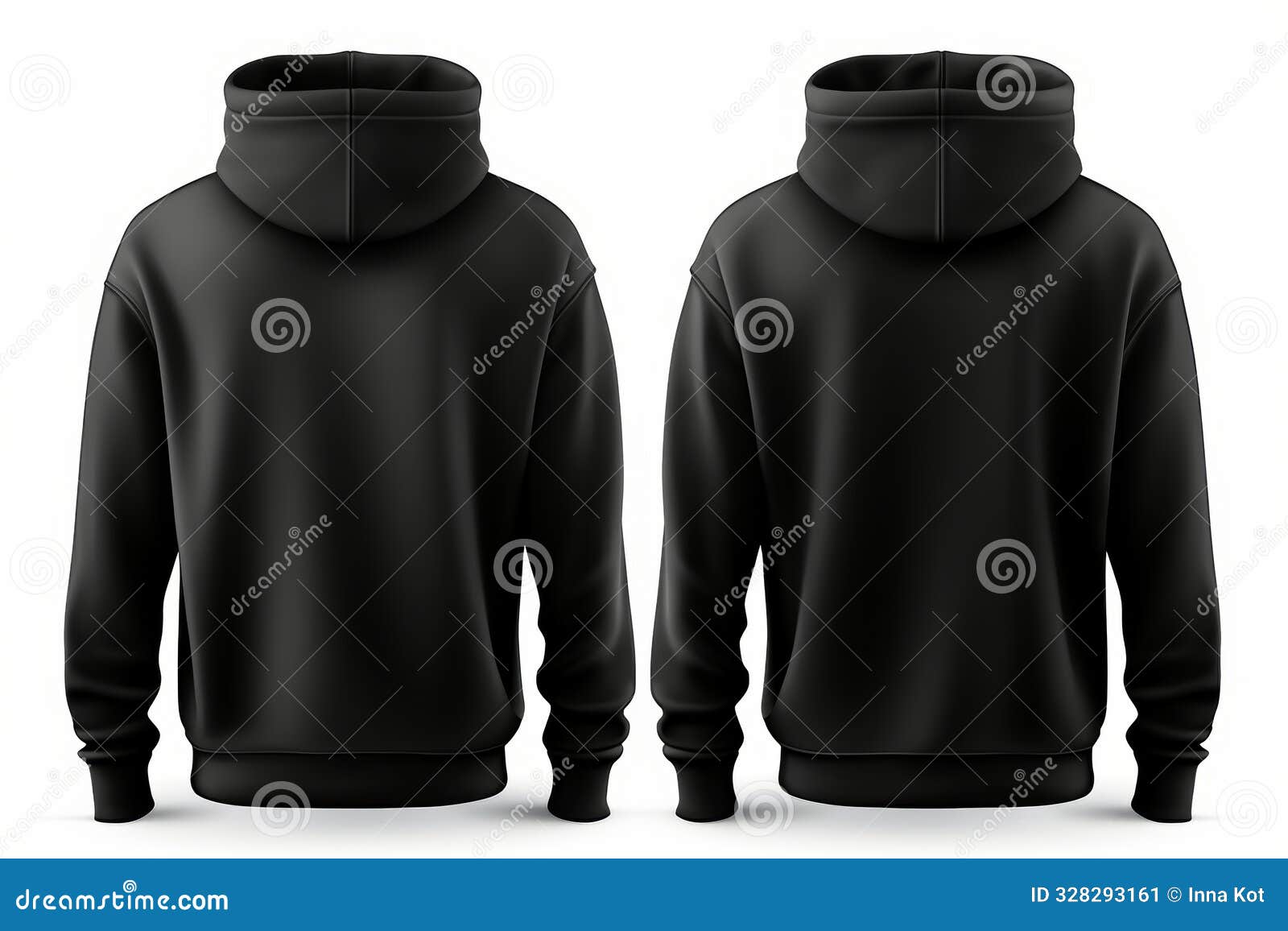 Black Hoodies Front and Back View for Design Mockup or Print Ads on ...