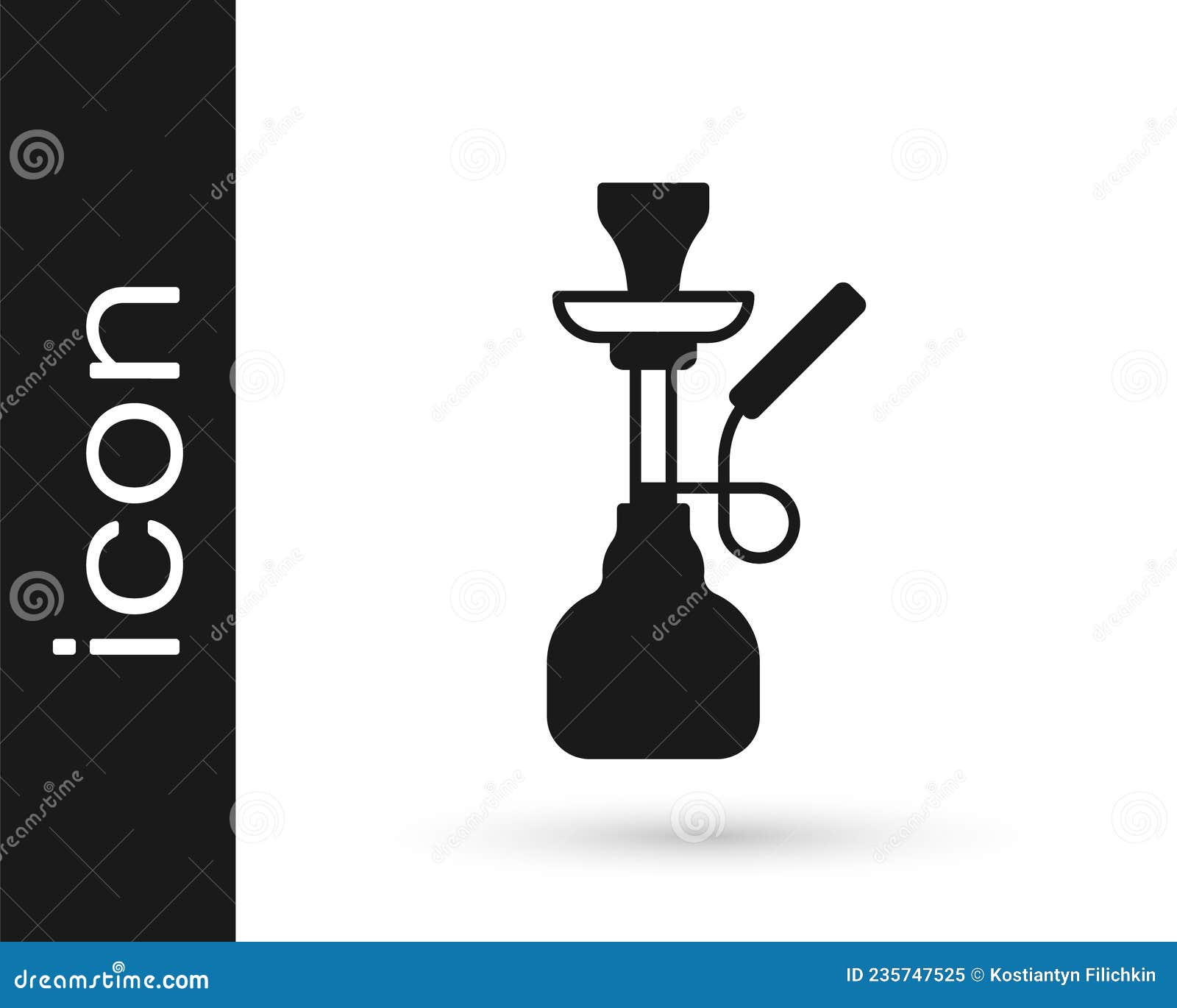 Black Hookah Icon Isolated on White Background. Vector Stock ...