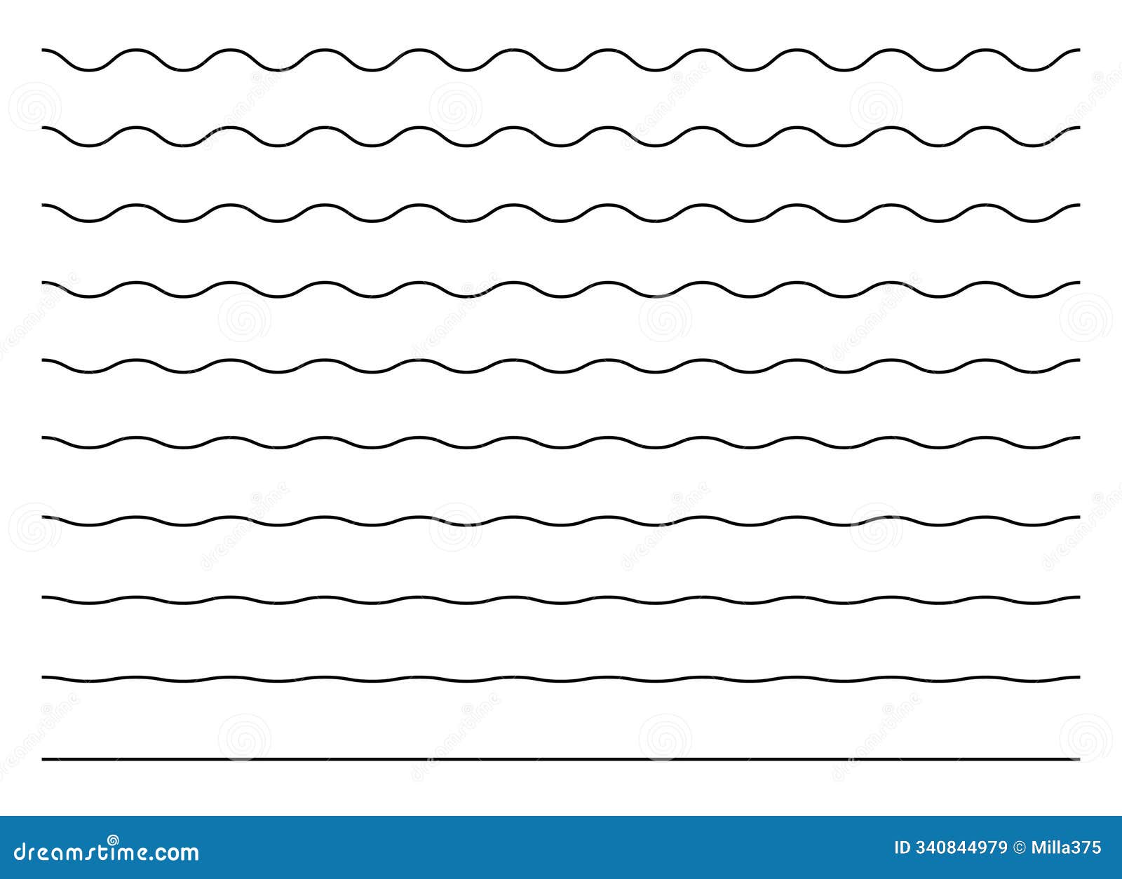 Black Horizontal Waves Lines Set Design Element Stock Illustration ...