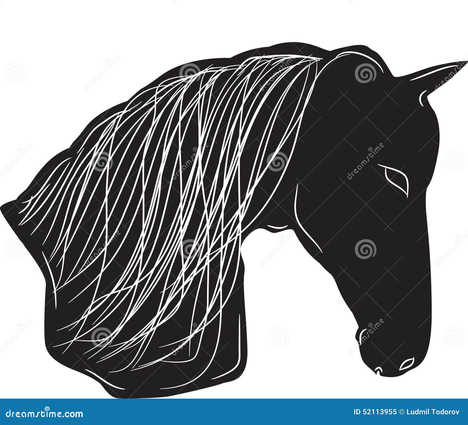 Black horse silhouette stock vector. Illustration of white - 52113955
