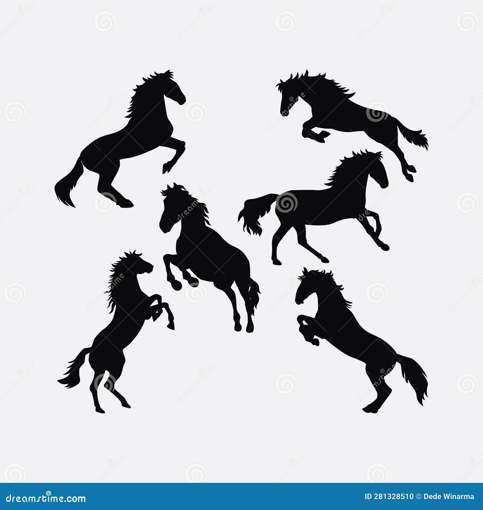 Black Horses Silhouette Set Vector Illustration Stock Vector ...