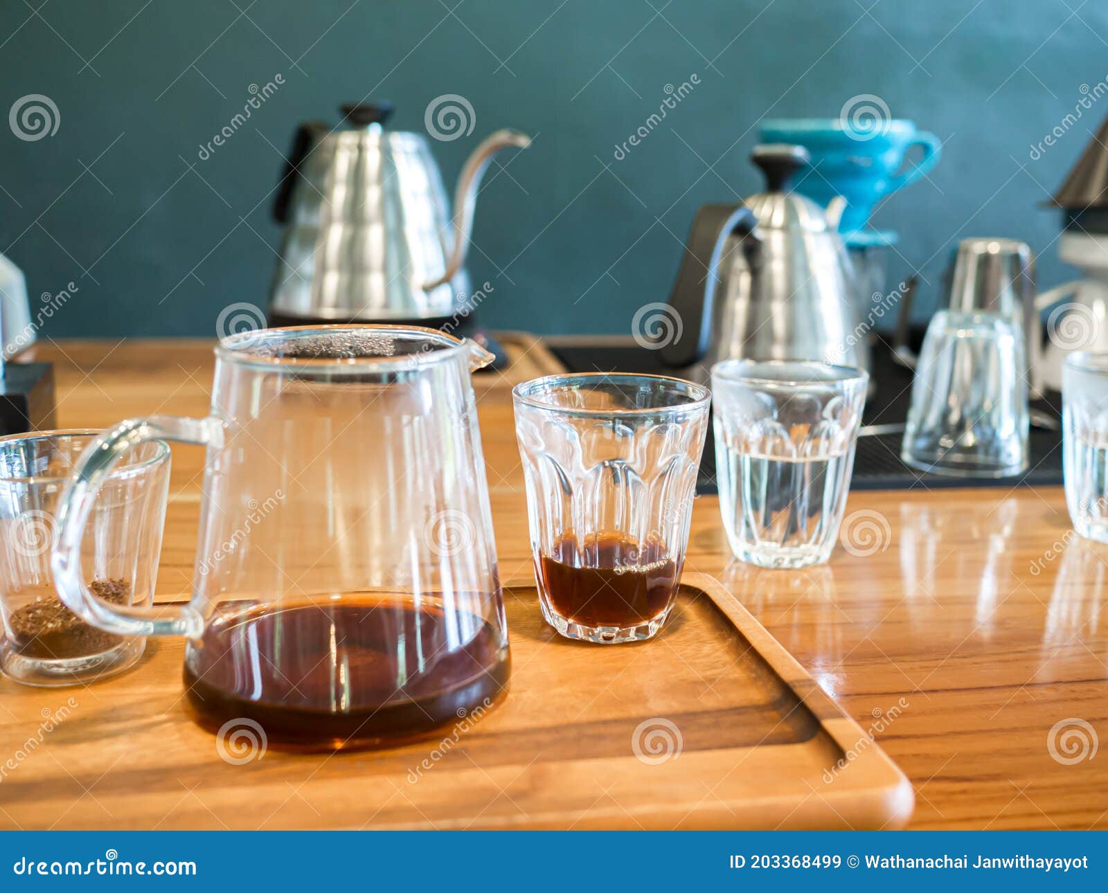 The Black Hot Coffee is Extracted from the Drip Process in an Espresso ...