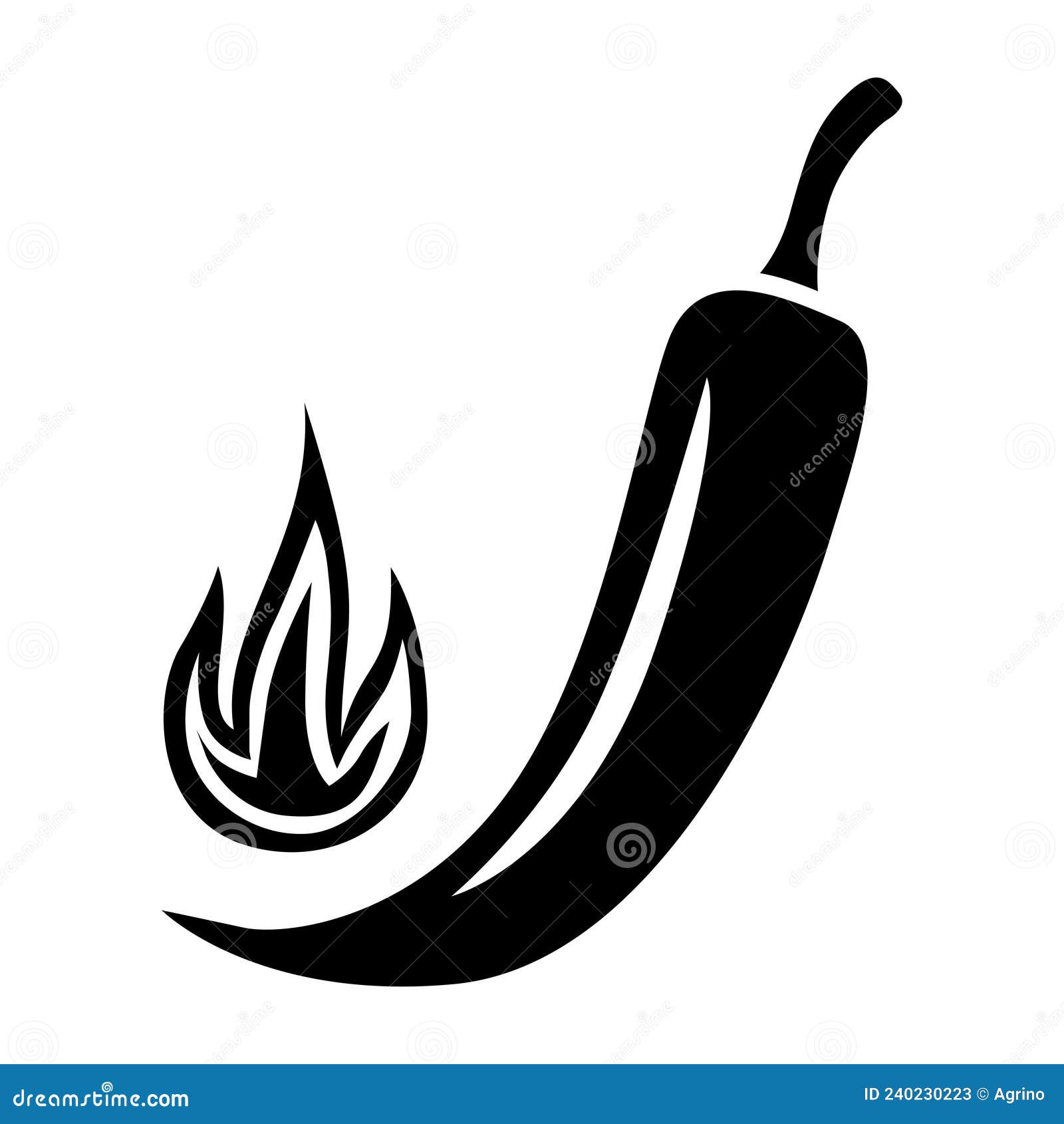 Black Hot Pepper with Fire Icon Stock Vector - Illustration of spicy ...