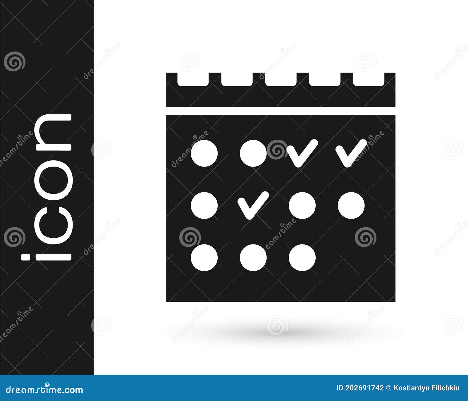 Black Hotel Booking Calendar Icon Isolated on White Background. Vector ...