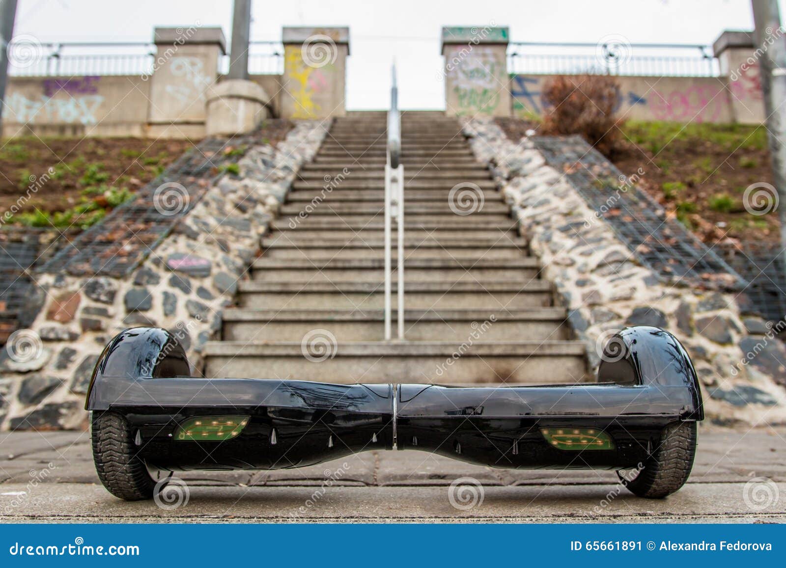 Black Hoverboard Against the Background of Stairs Stock Image - Image ...