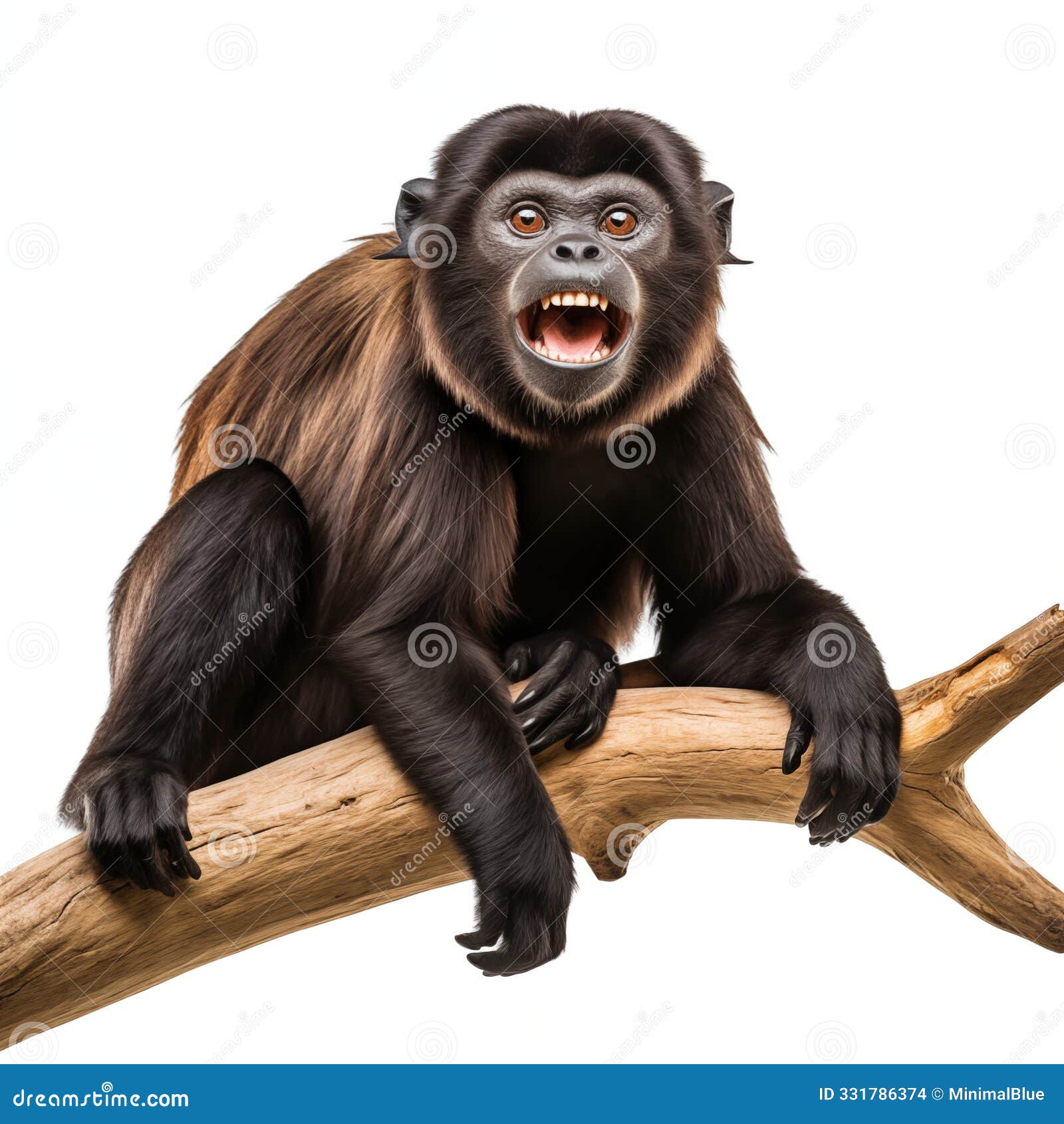 Aggressive Howler Monkey Screaming On A Tree Branch Royalty-Free Stock ...