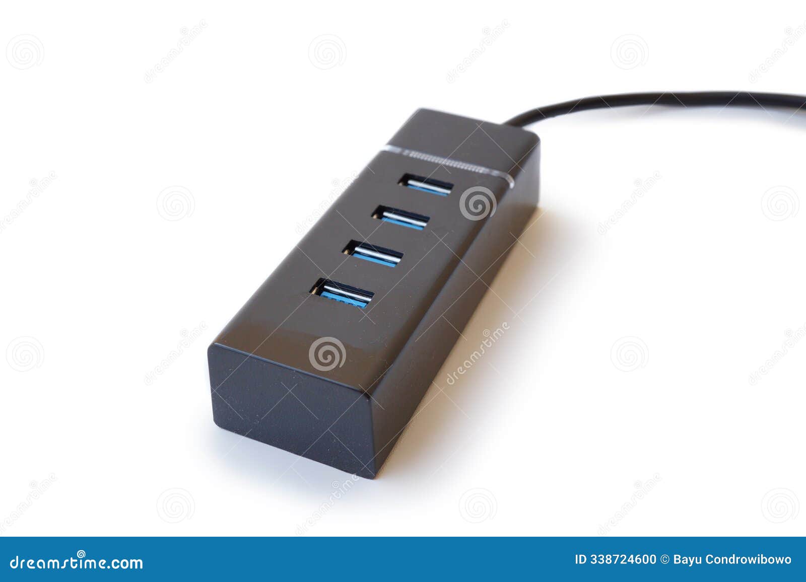 Black Hub 4 Ports USB Isolated on a White Background Stock Photo ...