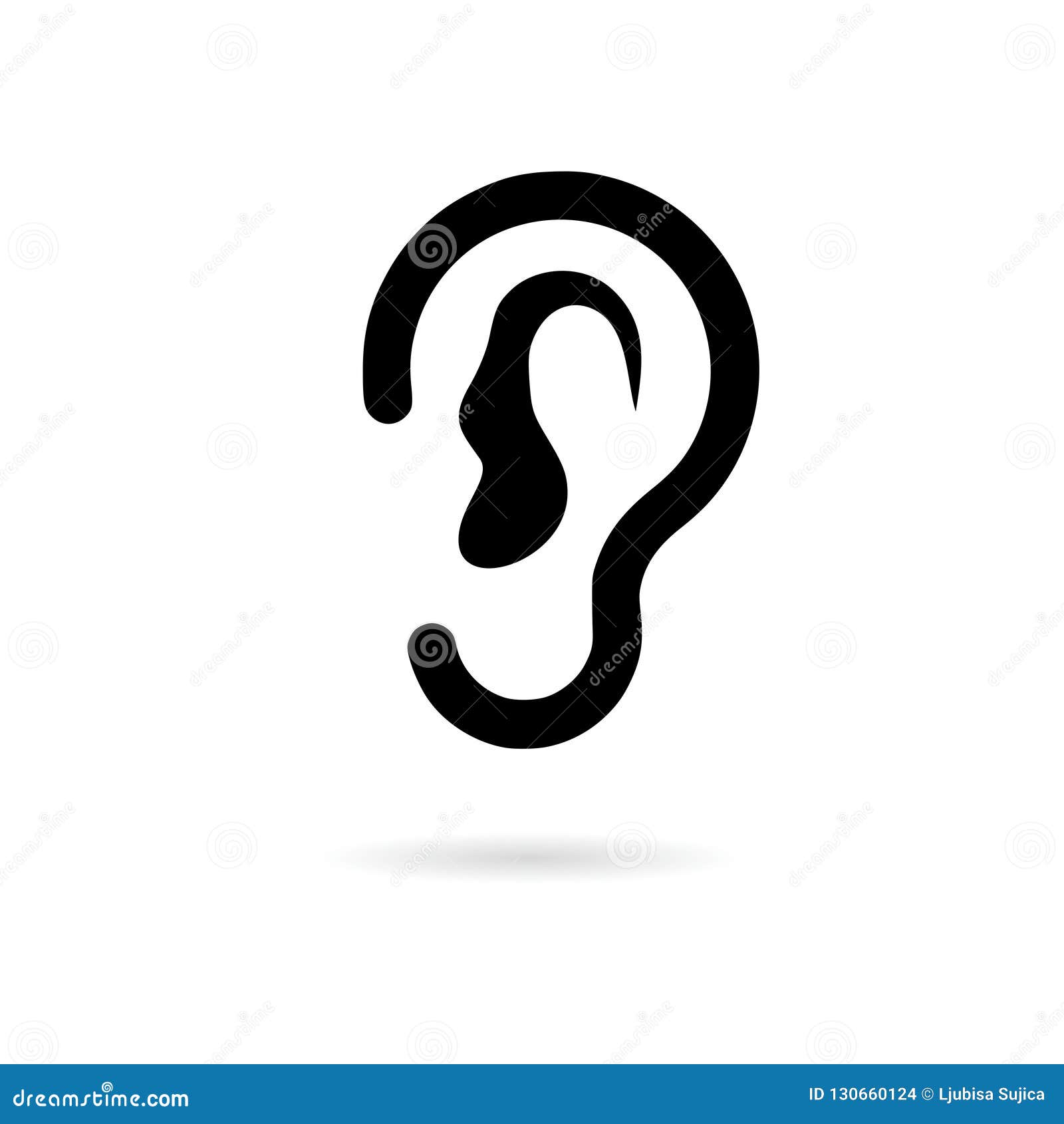 Black Human Ear Icon on White Stock Illustration - Illustration of ...