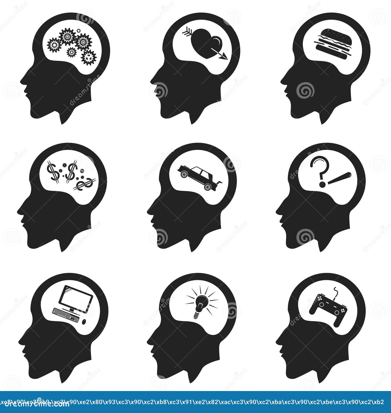 Black Human Head Icon. Vector Illustartion Stock Illustration ...