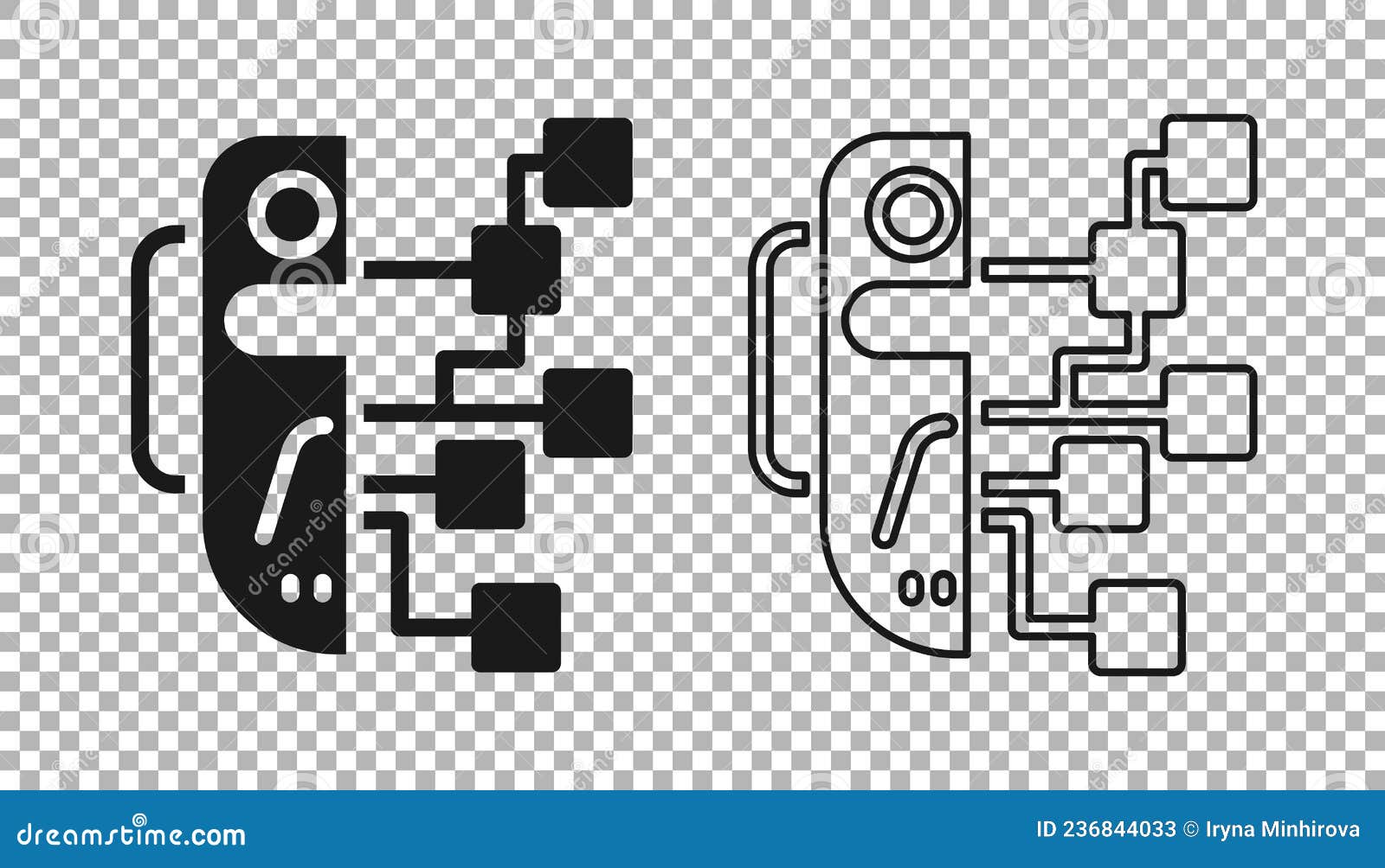 Black Humanoid Robot Icon Isolated on Transparent Background ...