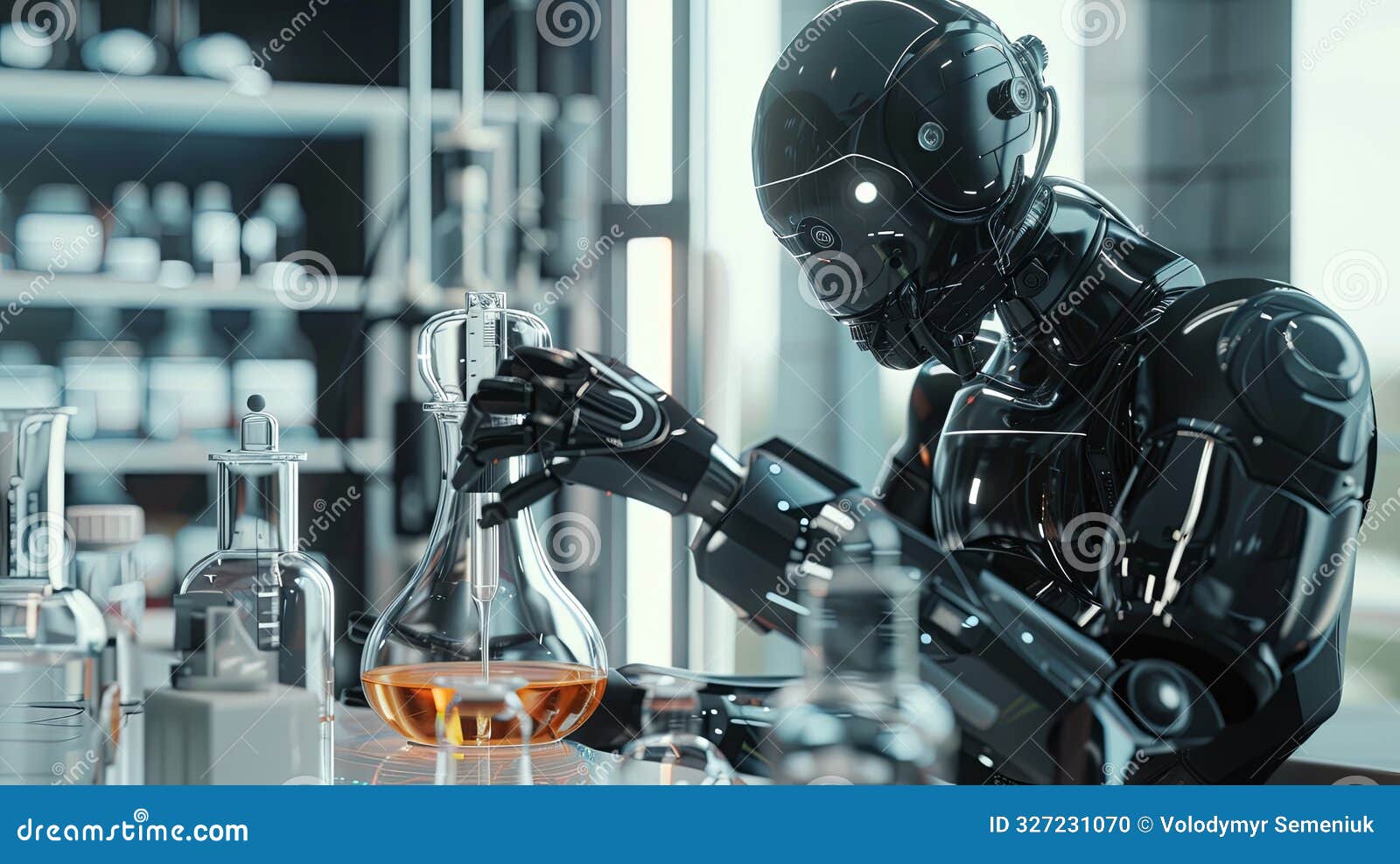 Advanced Humanoid Conducts Chemical Research in Modern Laboratory Stock ...