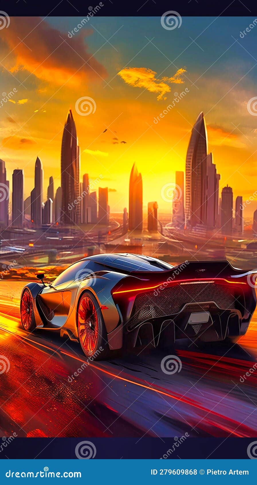 Black Hypercar Racing on a Desert Racetrack with, Generative AI Stock ...