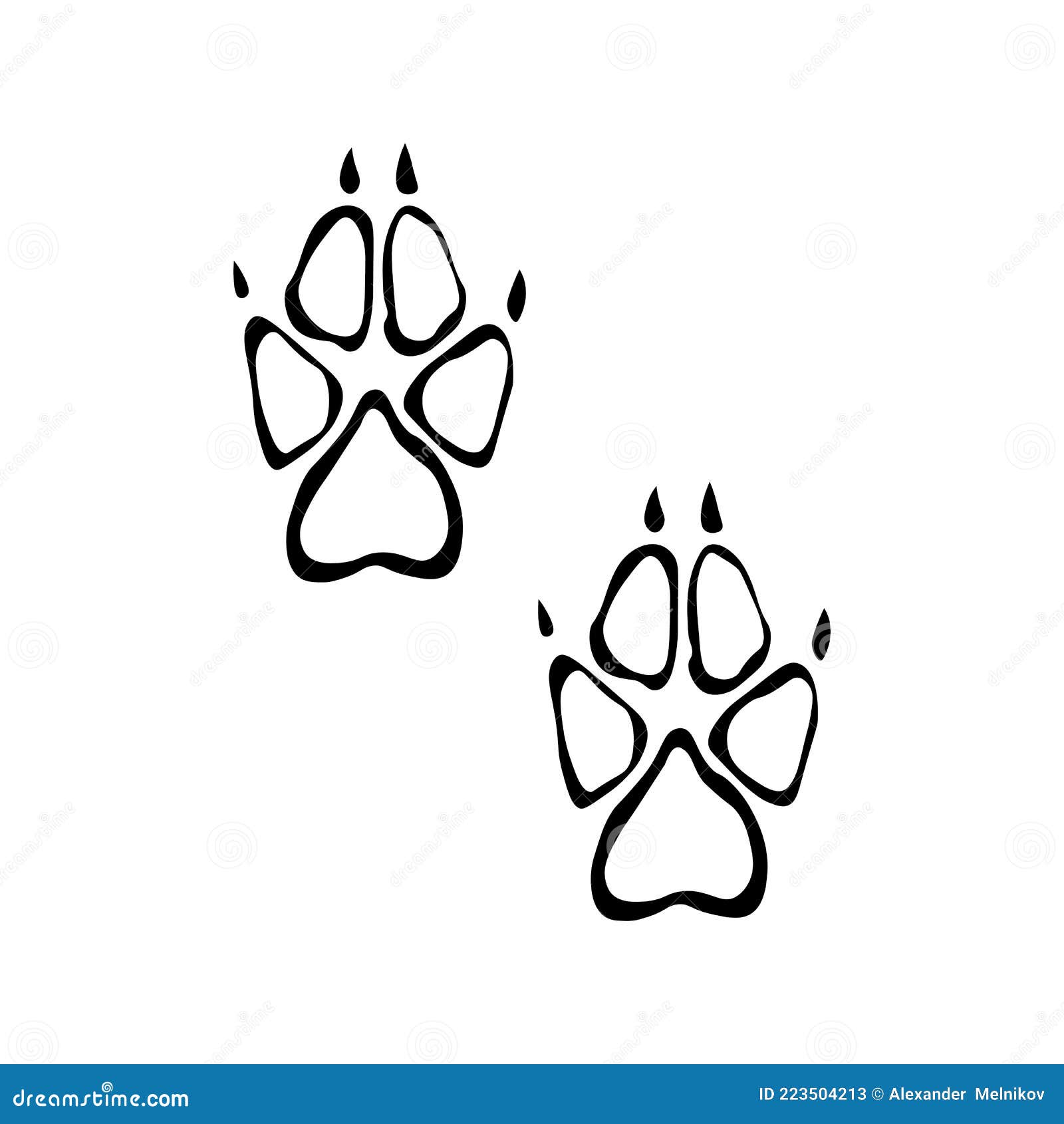 Black Icon Footprints of Beast, Footprints of Animal. Vector ...