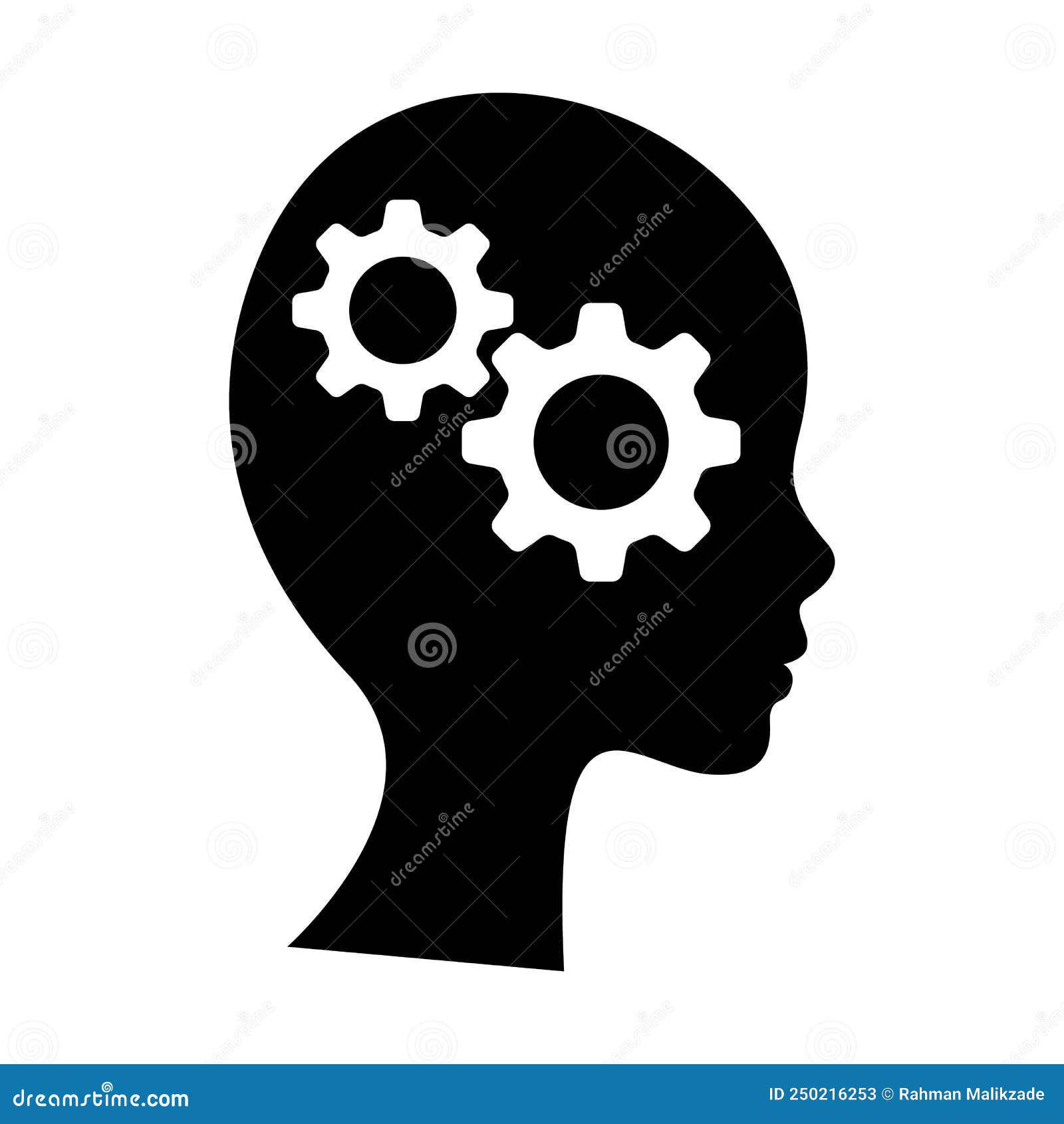 Black Icon of Head of Man and Cogwheel. Silhouette of Head and Gear ...