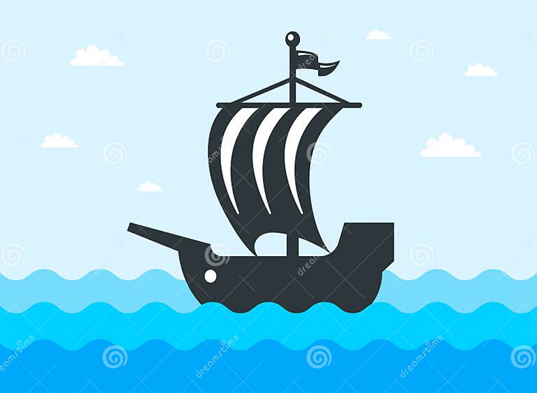 Black icon old ship. stock illustration. Illustration of boat - 296762733
