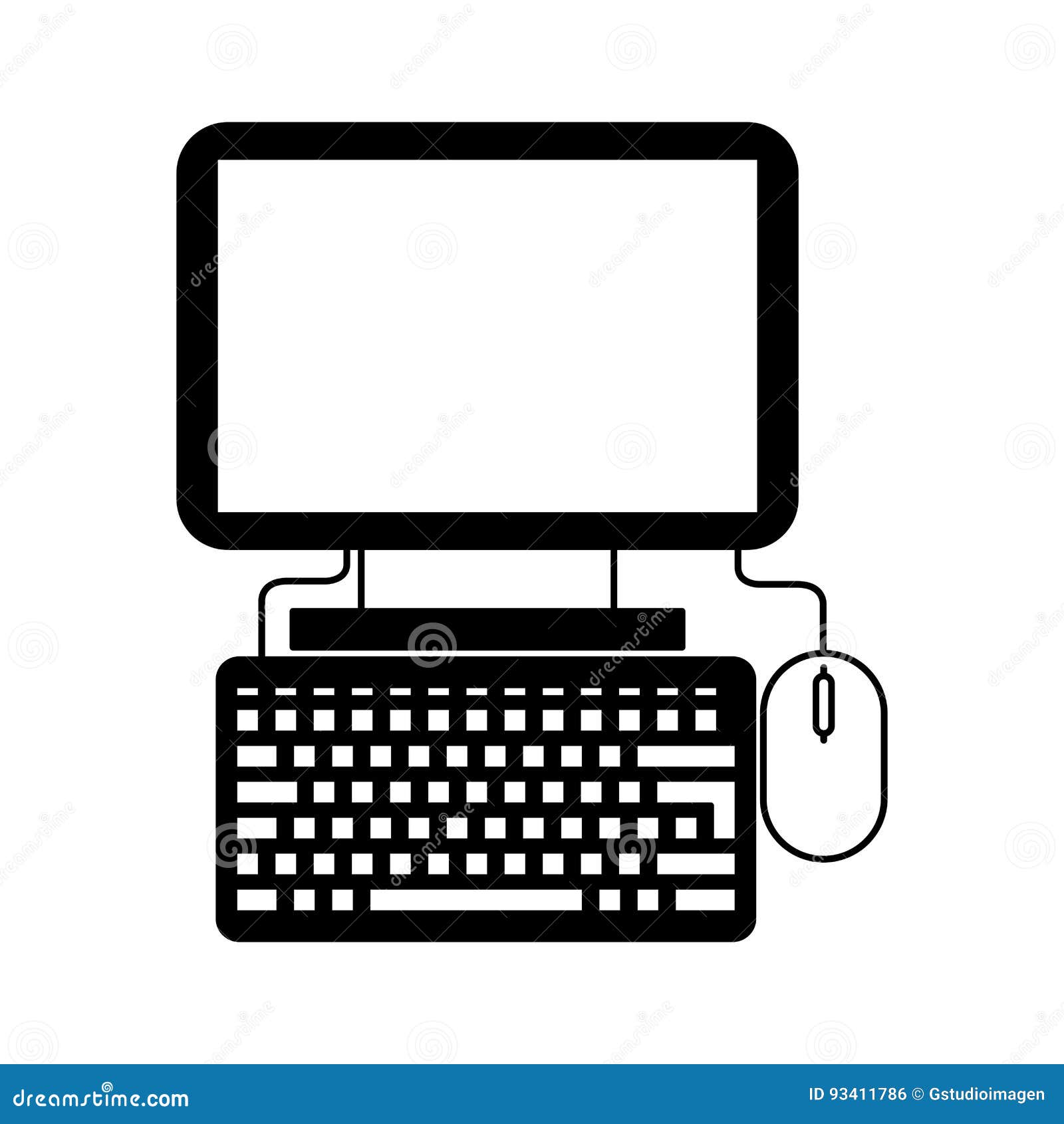 Black icon pc cartoon stock vector. Illustration of communication ...