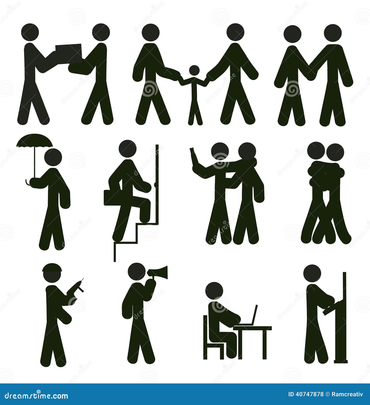 Black Icon People in a Work Process Stock Vector - Illustration of ...