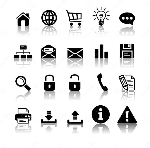 Black icon set stock vector. Illustration of internet - 10492094