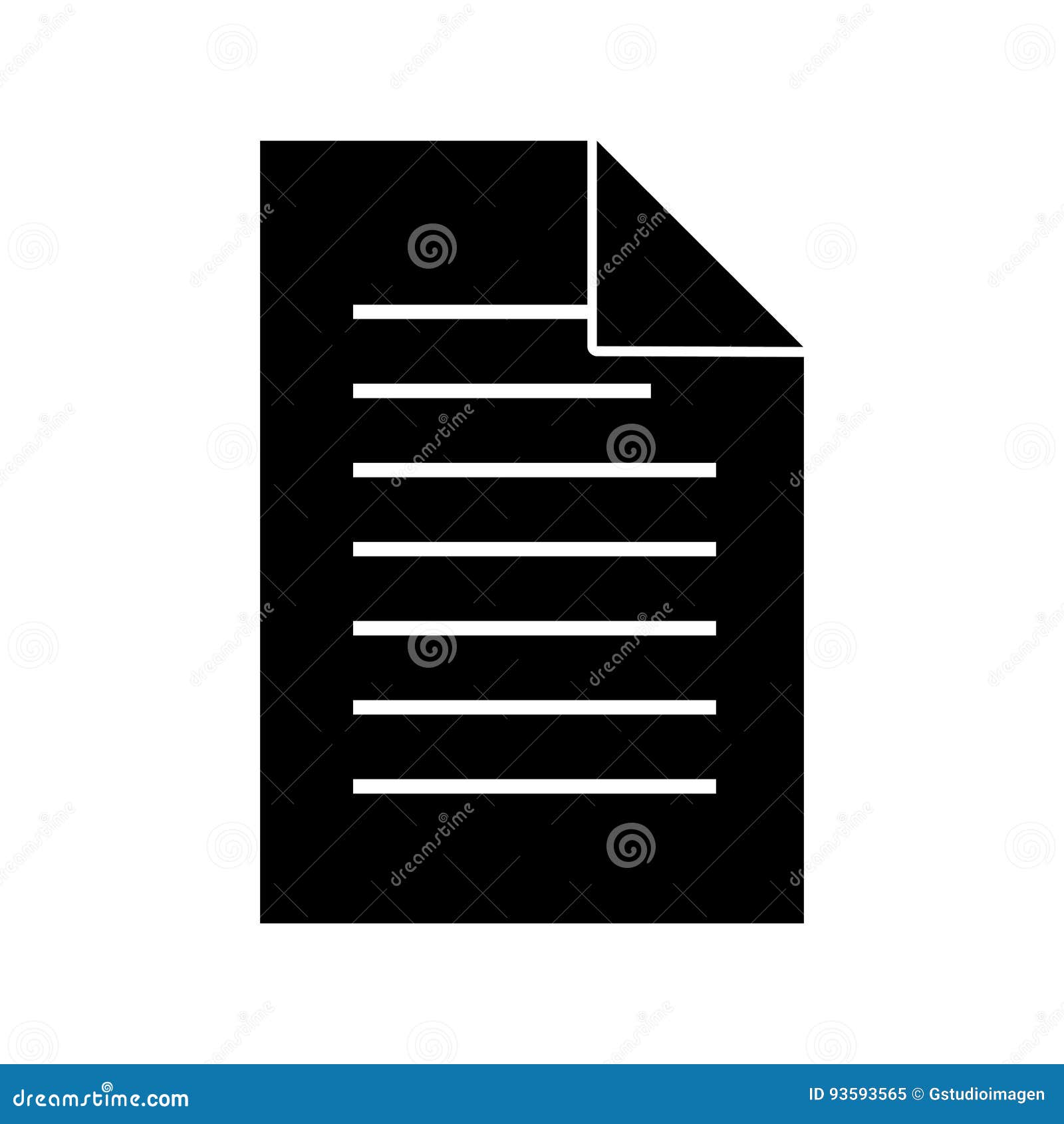 Black icon sheet of paper stock vector. Illustration of post - 93593565