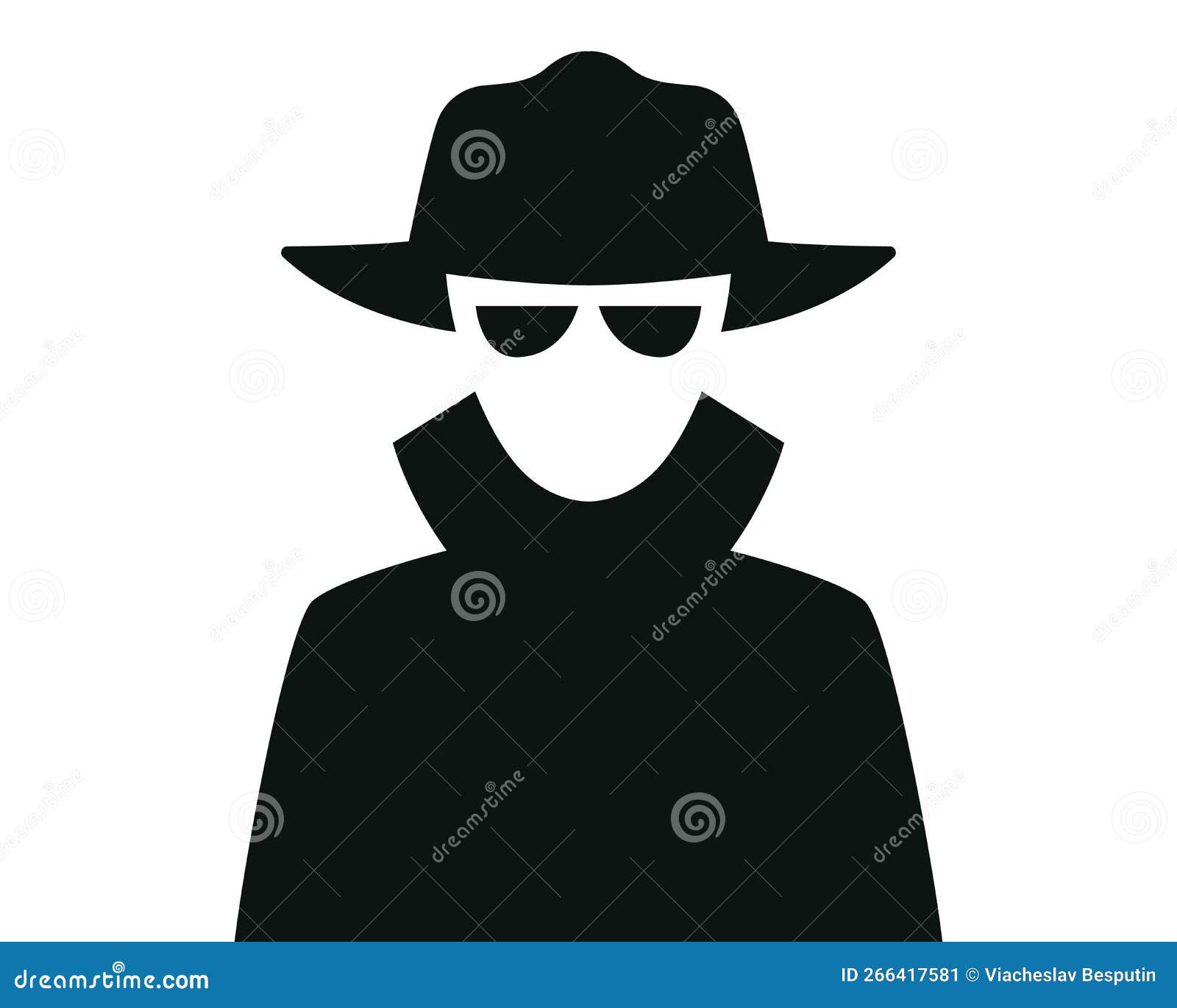 Black Icon of a Spy with Glasses. Hidden Security Agent Stock Vector ...