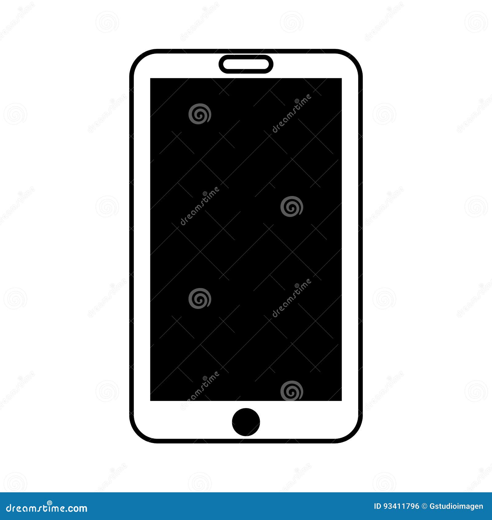 Black icon tablet cartoon stock vector. Illustration of cellphone ...