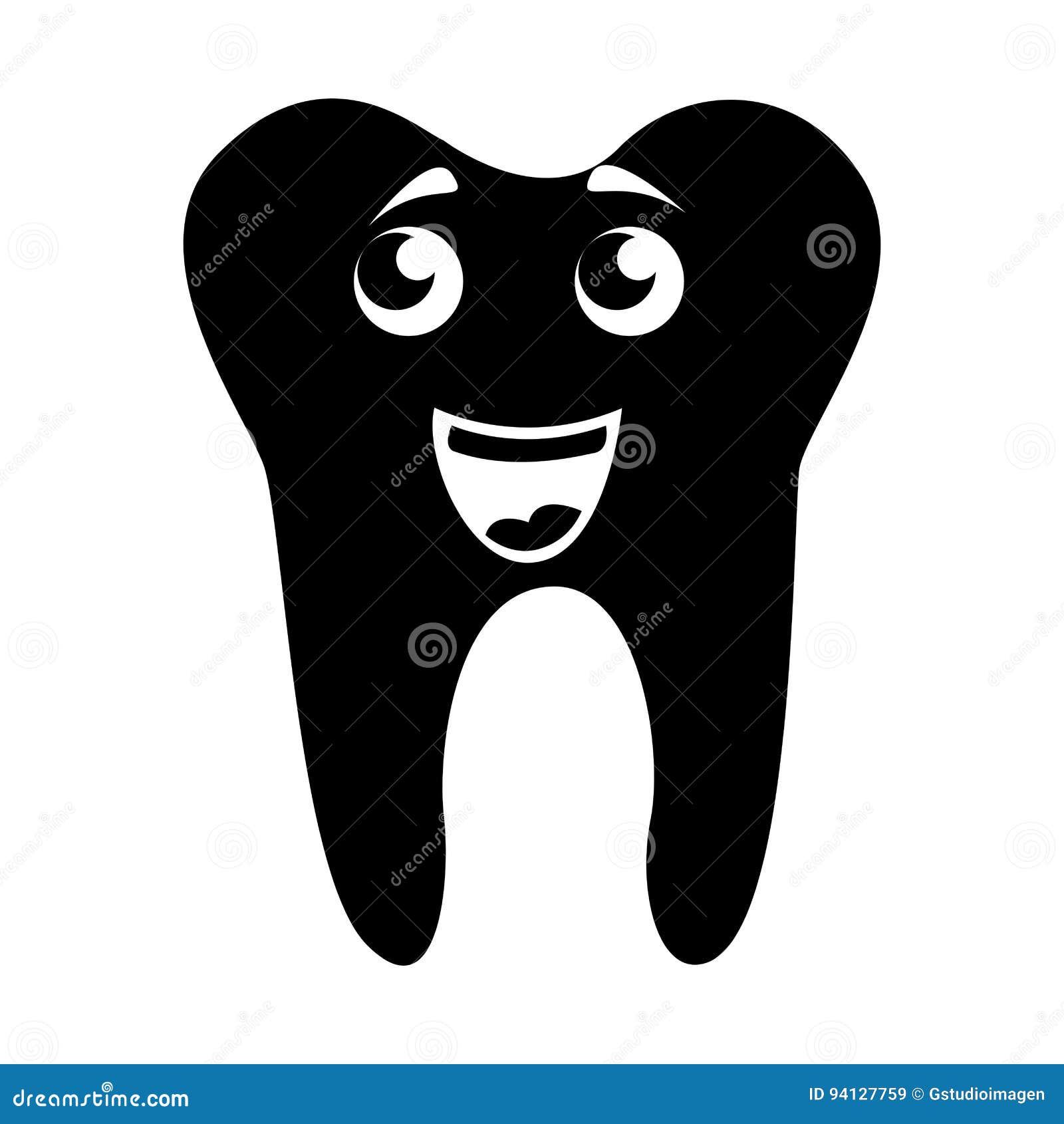 Black icon tooth cartoon stock vector. Illustration of oral - 94127759