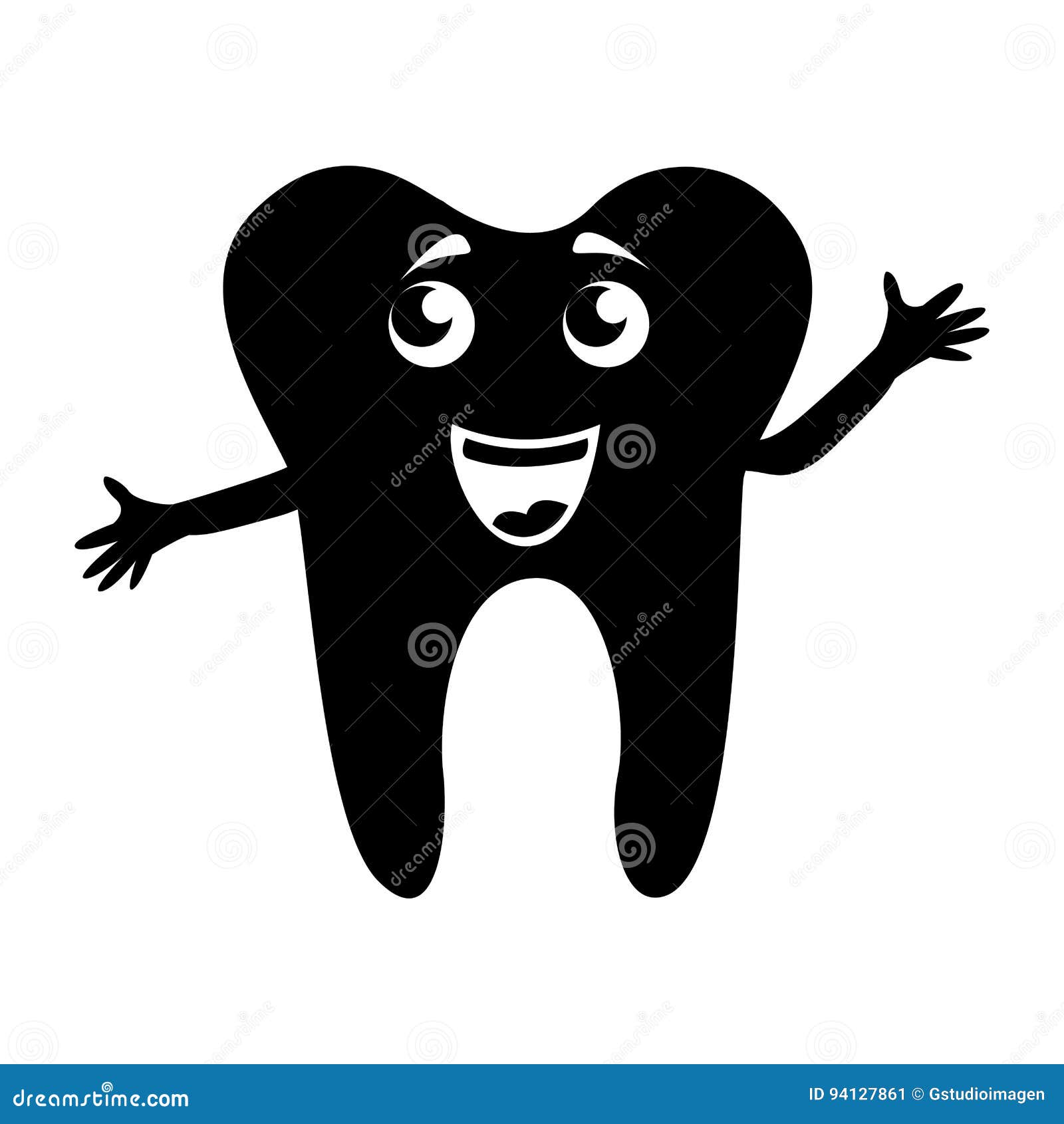 Black icon tooth cartoon stock vector. Illustration of bright - 94127861
