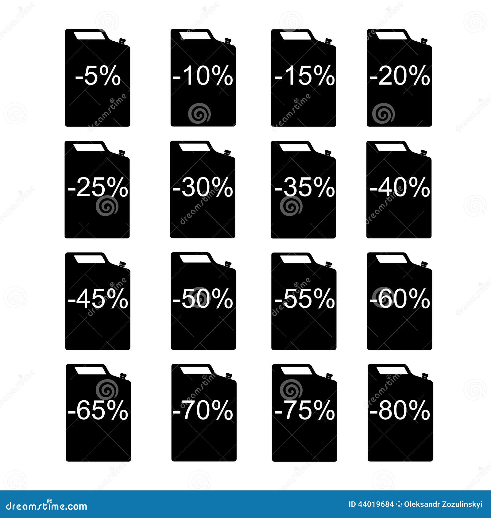 Black Icons Canisters with a Discount Rate. Raster Stock Illustration ...